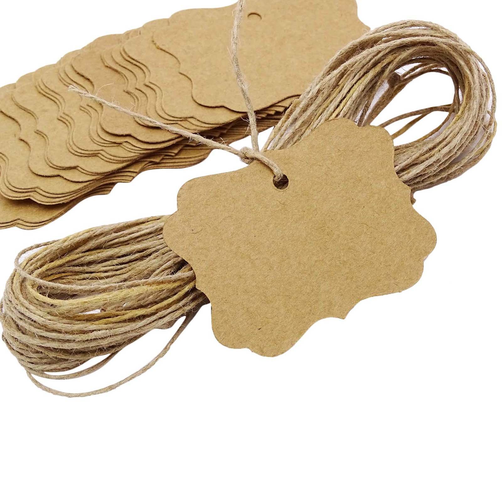 Amazon.com : 100 PCS Kraft Paper Tags Scallop Edges Brown Hang Tag ...