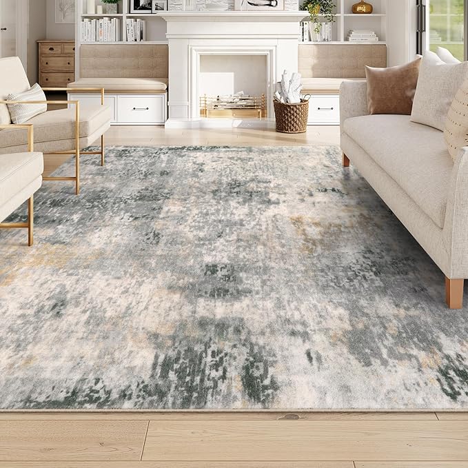 Amazon.com: Lahome Modern Abstract Living Room Rug, Grey Washable Rugs ...
