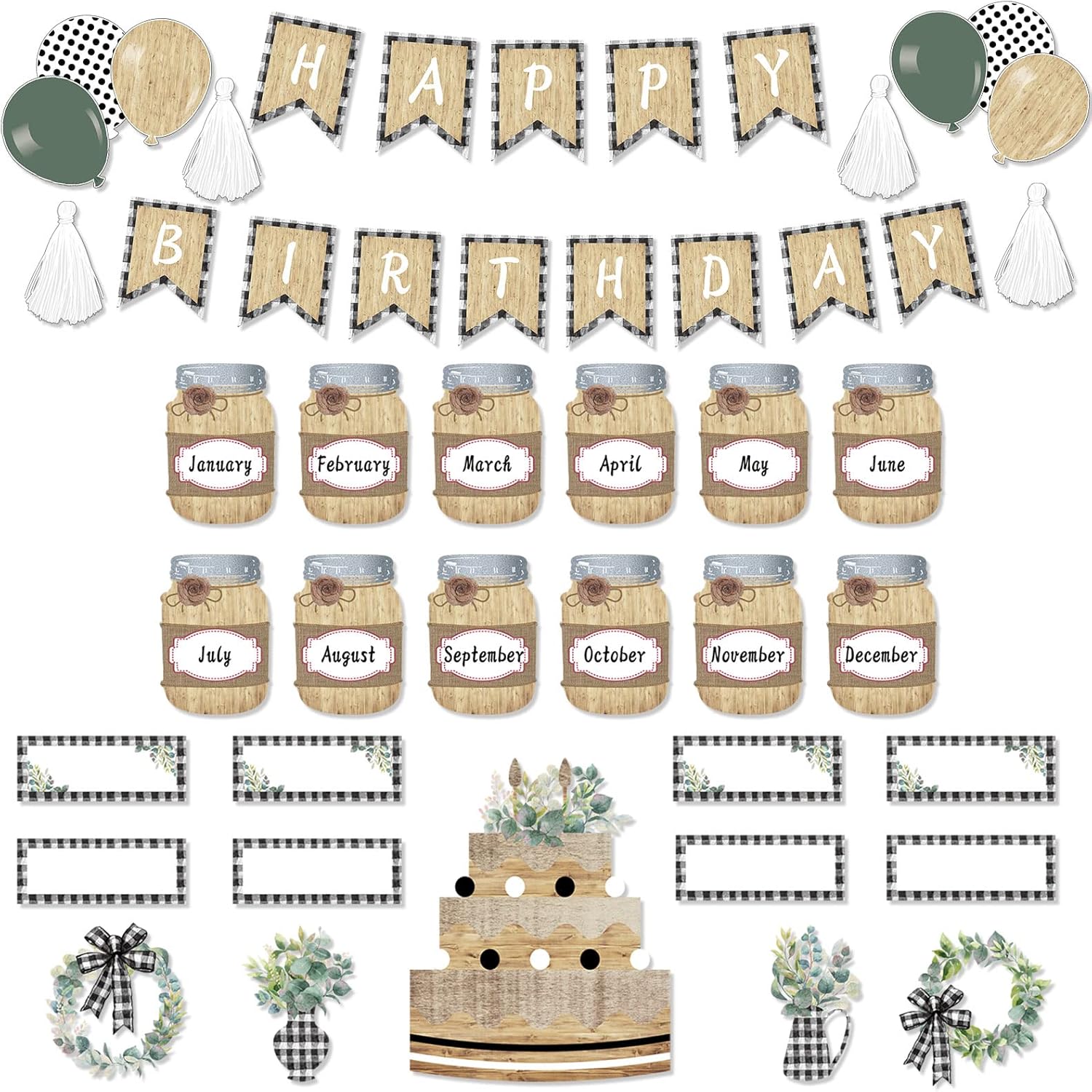 80 Pcs Birthday Bulletin Birthday Board Farmhouse Classroom Board ...