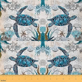 Amazon.com: Feelyou Sea Turtle Upholstery Fabric for Chairs Ocean ...
