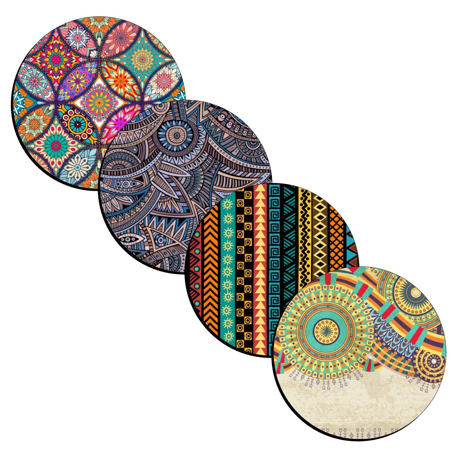 Circular Wooden Coaster Set - 9.5cm - 4 Pieces -CW-03: Buy Online at ...
