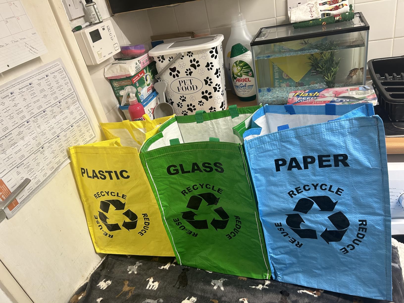 DIVCHI Set of 3 Large Multicoloured Heavy Duty Reusable Recycle Bags ...