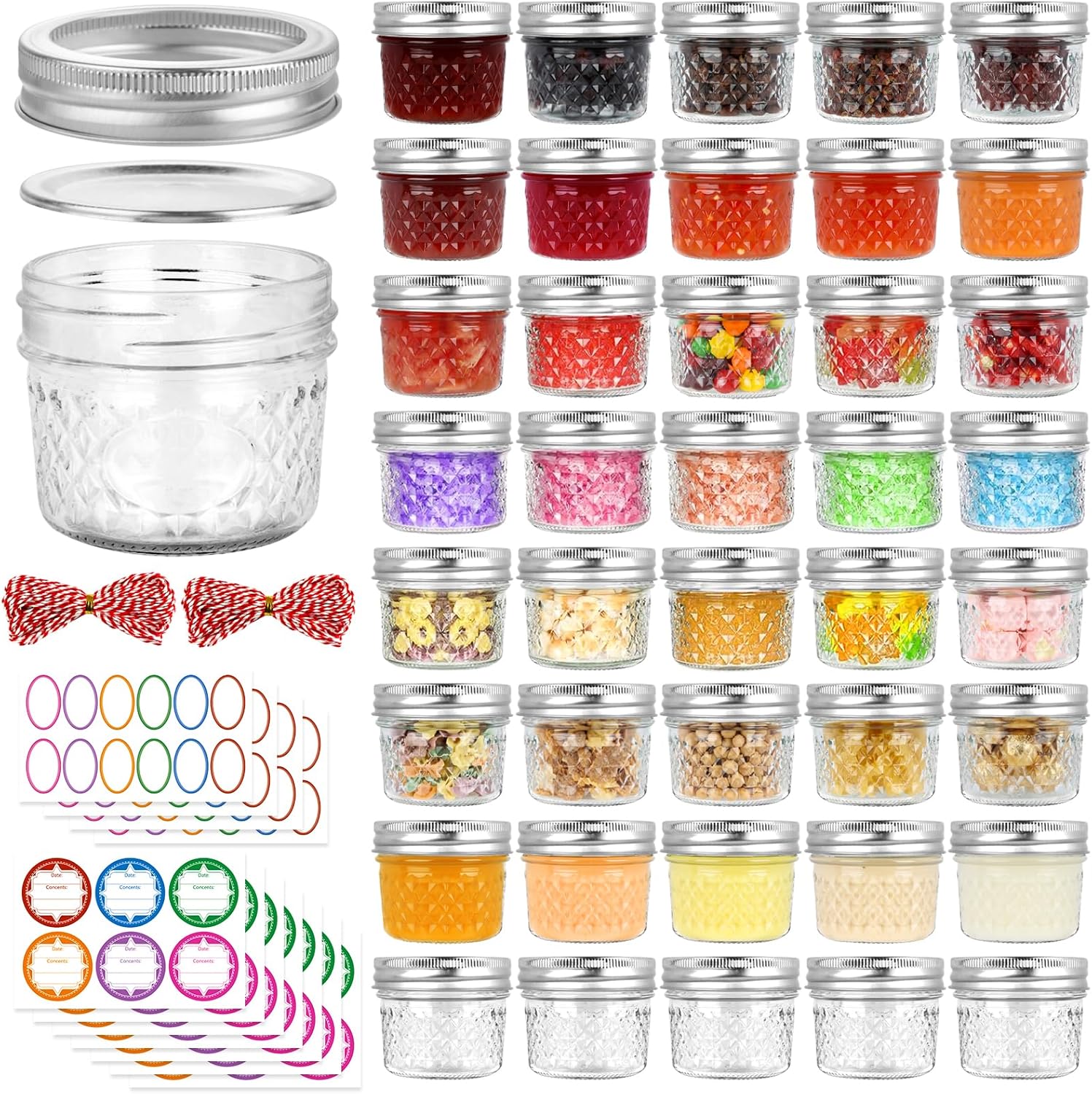 Amazon.com: UrSpeedtekLive 40 Pack 4 oz Mason Jars with Regular Lids ...