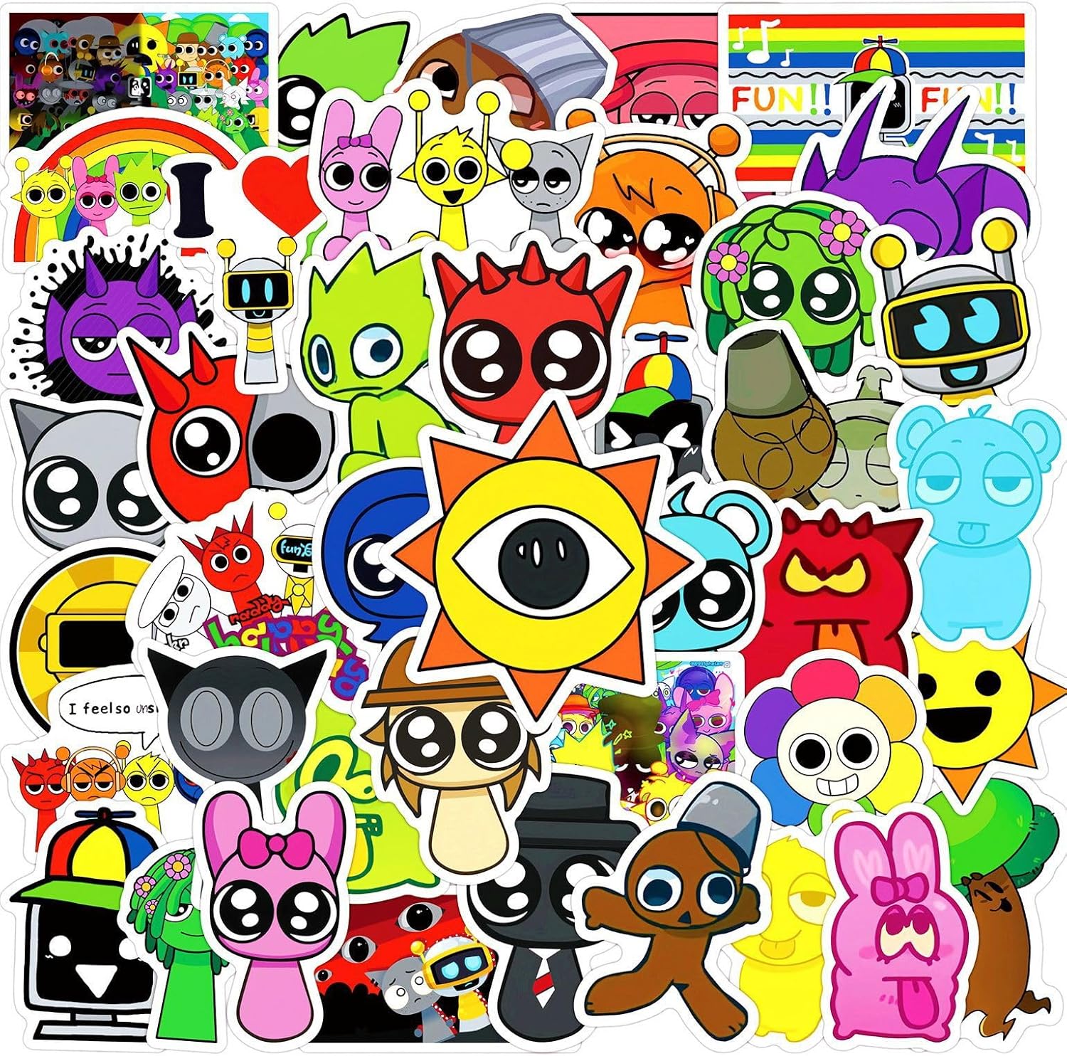 Amazon.com: Sprunki Sticker Pack, 150 Pieces, Waterproof Vinyl Decals ...
