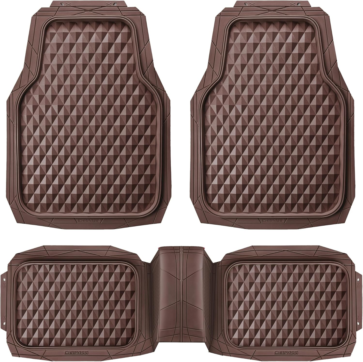 Amazon.com: CAR PASS Heavy Duty Rubber Car Mats, Deep Dish All-Weather ...