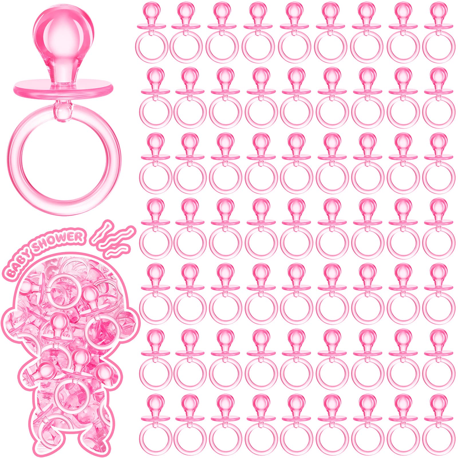 Amazon.com : Coume 100 Pcs 2.5 Inch Baby Shower Pacifiers Acrylic Baby ...