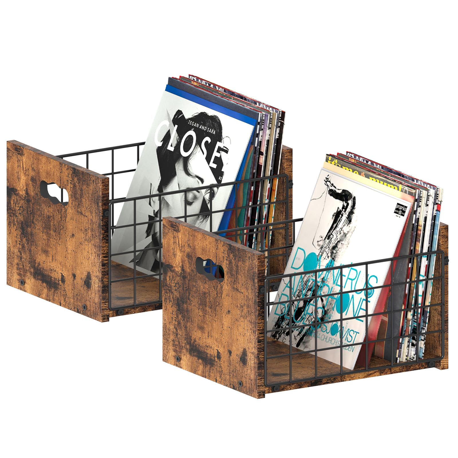 Snapklik.com : Record Album Storage Crate, 2 Pack Vinyl Record Storage ...