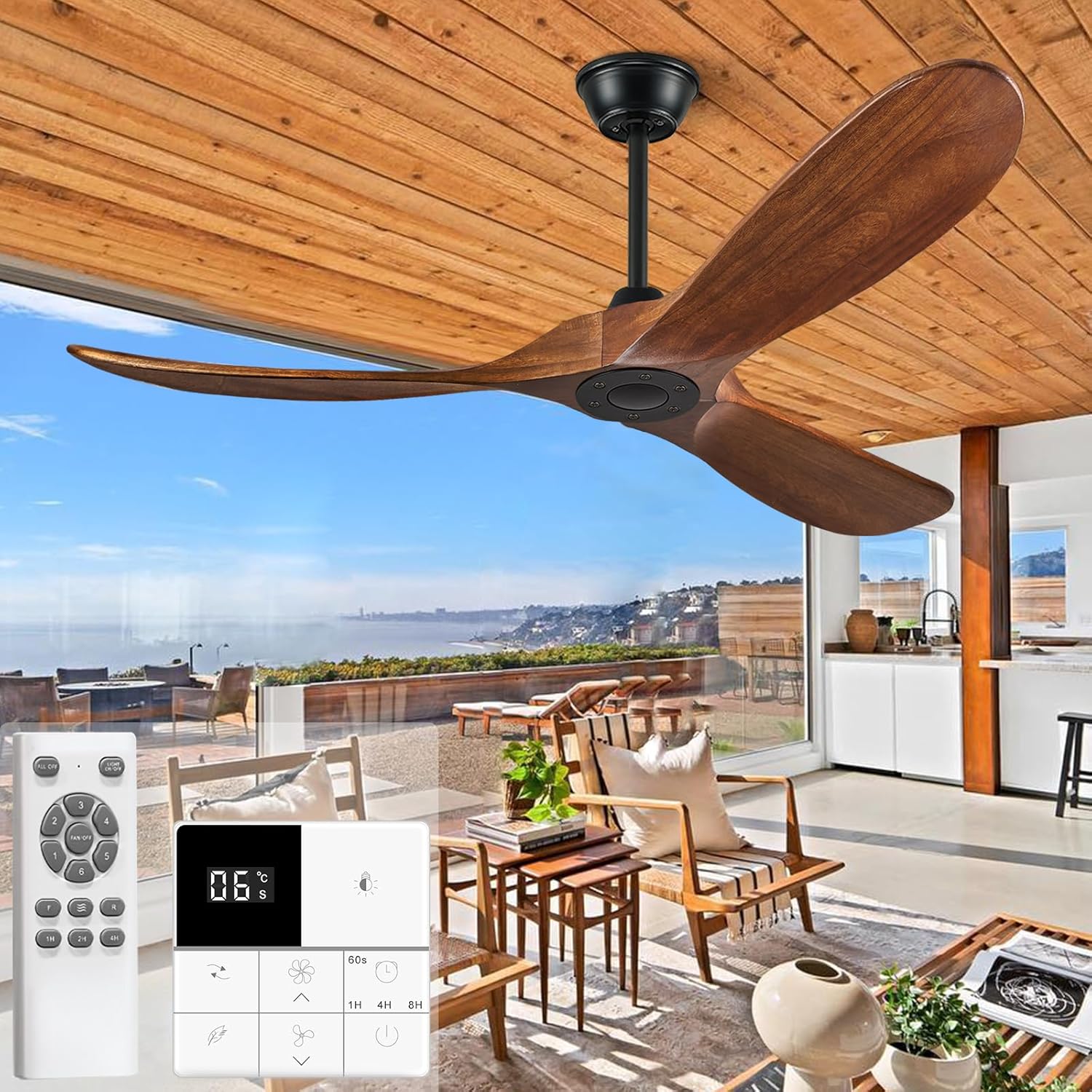 Amazon.com: Eliora Ceiling Fan without Light, 52" Wood Ceiling Fan no ...