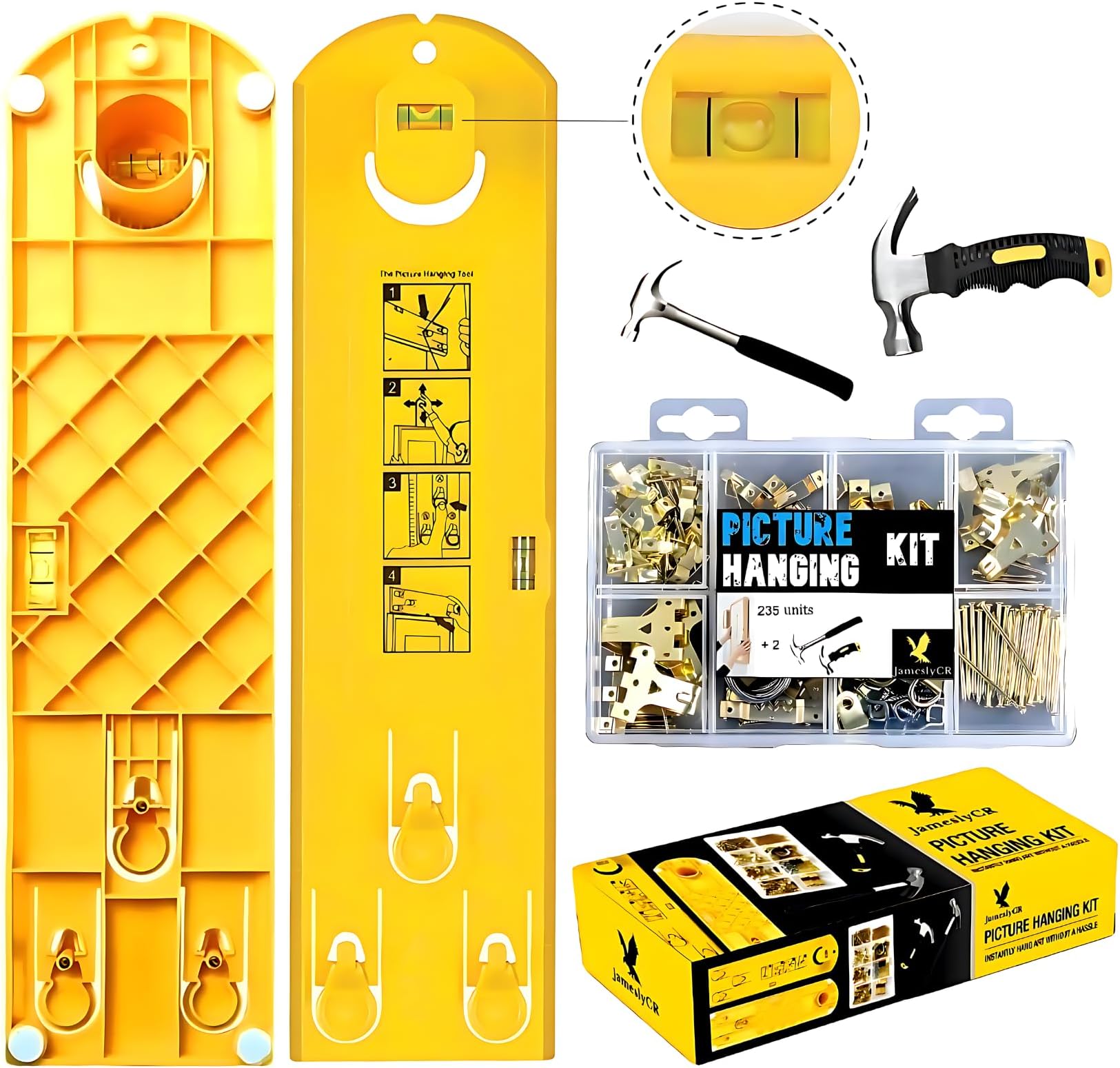 HangMaster Pro 225-Piece Picture Hanging Kit with Easy Level Ruler ...