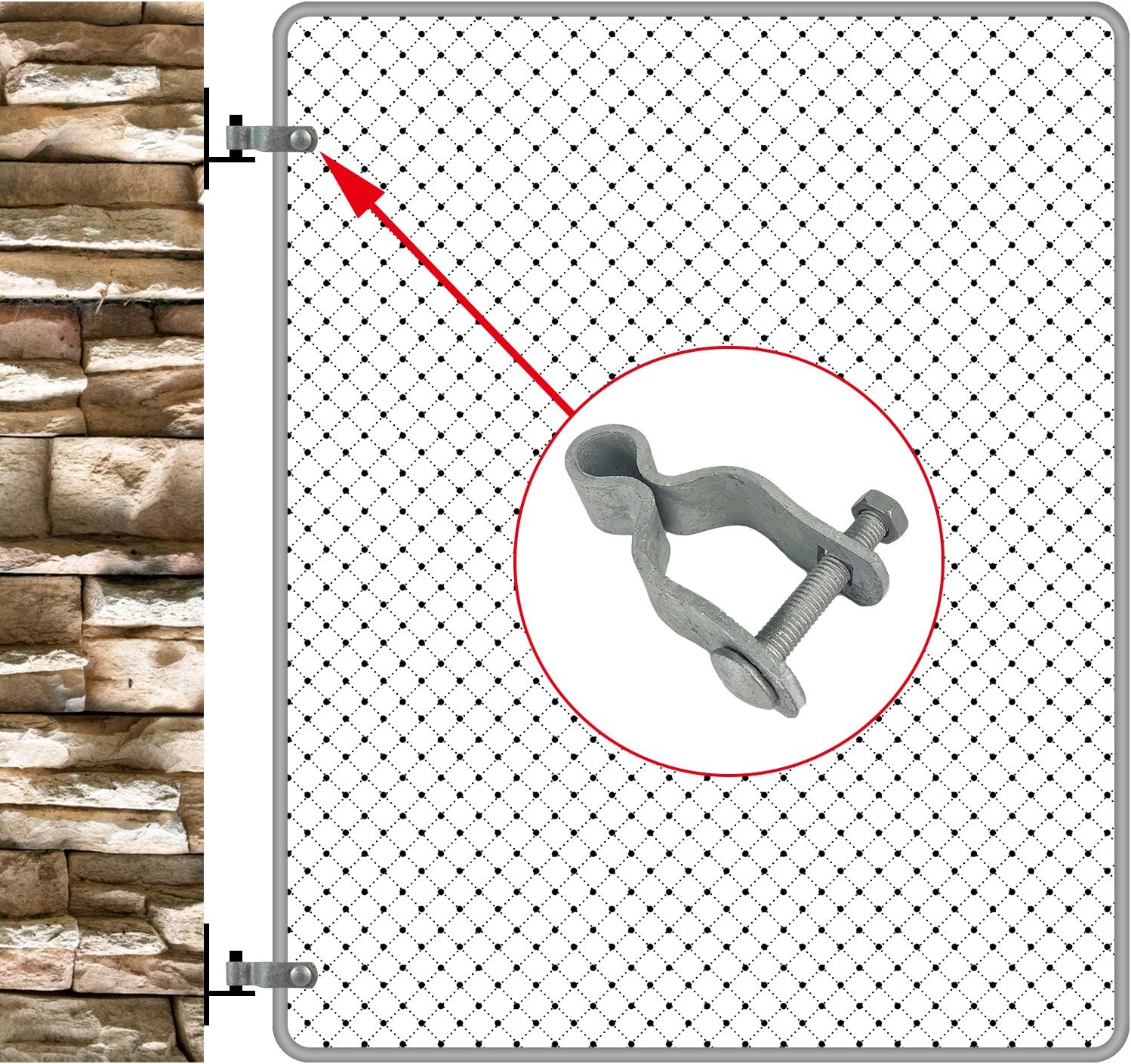 1-3/8” pressed steel chain link fence Post hinge 2-PACK, Fence Frame ...