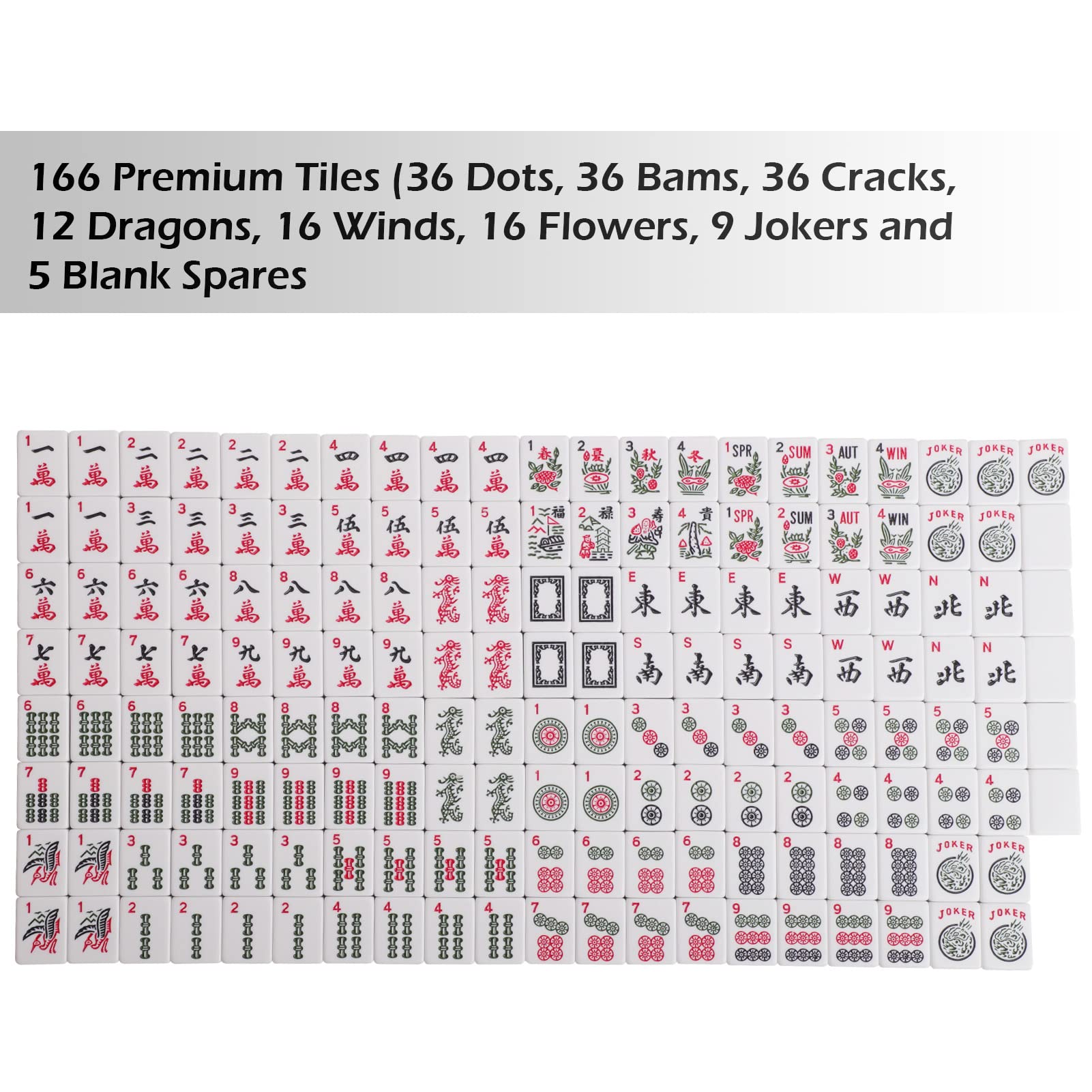 American Mahjong Game Set,166 Premium White Tiles,4 All-in-One Color ...