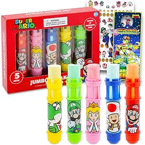Amazon.com: Super Mario Sidewalk Chalk Party Supplies for Kids - Bundle ...