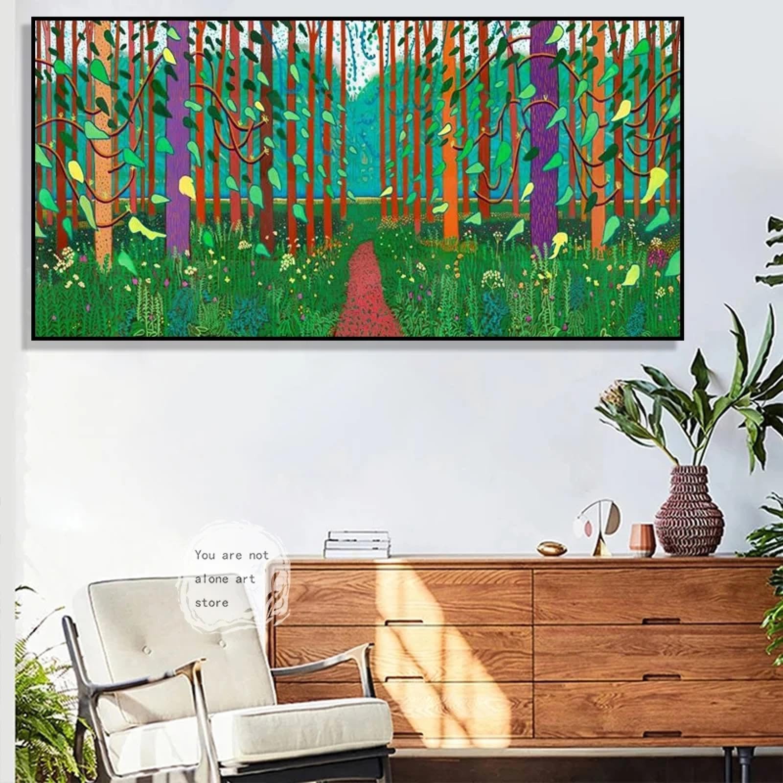 BMGKYAGL David Hockney Abstract Spring Arrives Trees Path Landscape Art ...