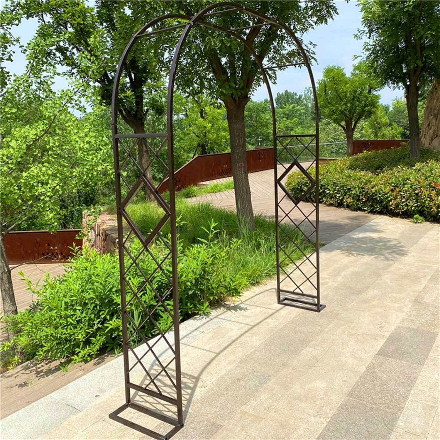 Amazon.com : Heavy Duty Rose Arch Metal Garden Arbor Lattice Arch ...