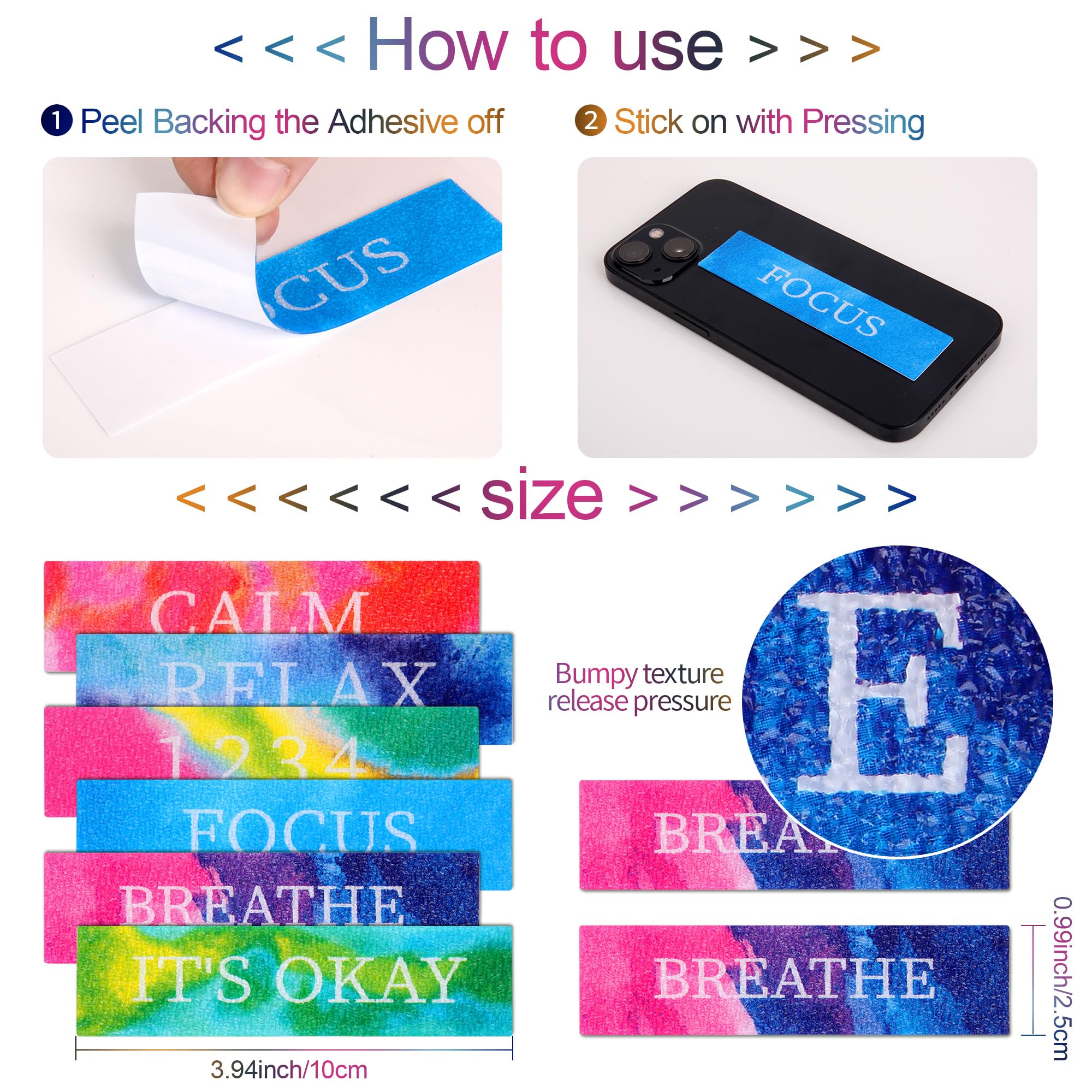 Snapklik.com : 36 PCS Calm Strips For Anxiety Sensory Stickers,Textured ...