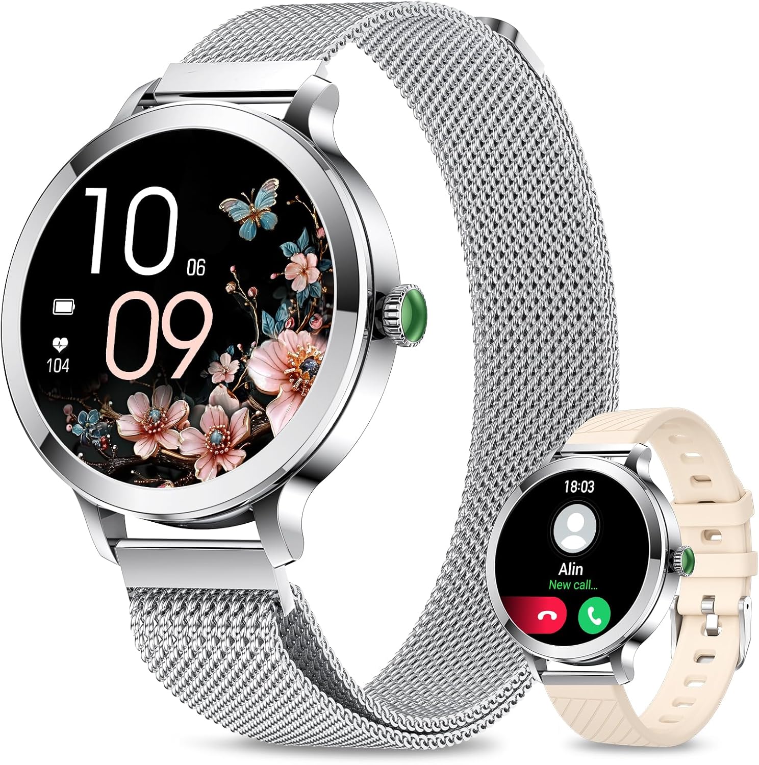 Smart Watch for Women, 1.1" AMOLED Bluetooth Small Smart Watch with HR ...