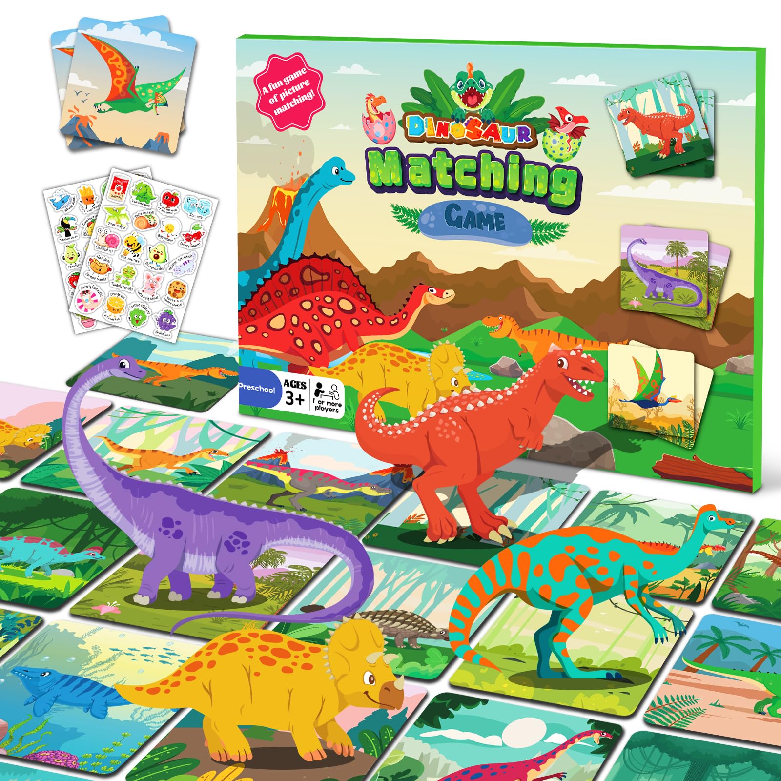 Amazon.com: zheyistep 100 PCS Dinosaur Matching Game for Kids Toddlers ...