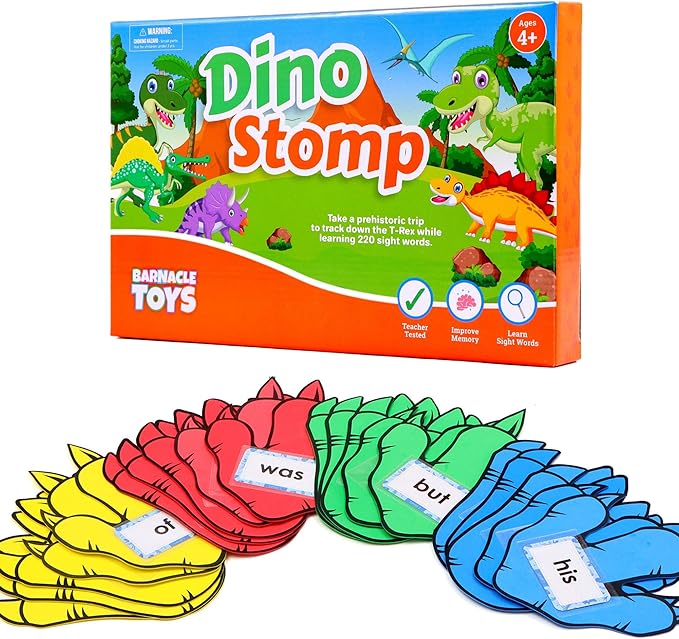 Amazon.com: Barnacle Toys Dino Stomp, Dolch Sight Words Flash Cards ...