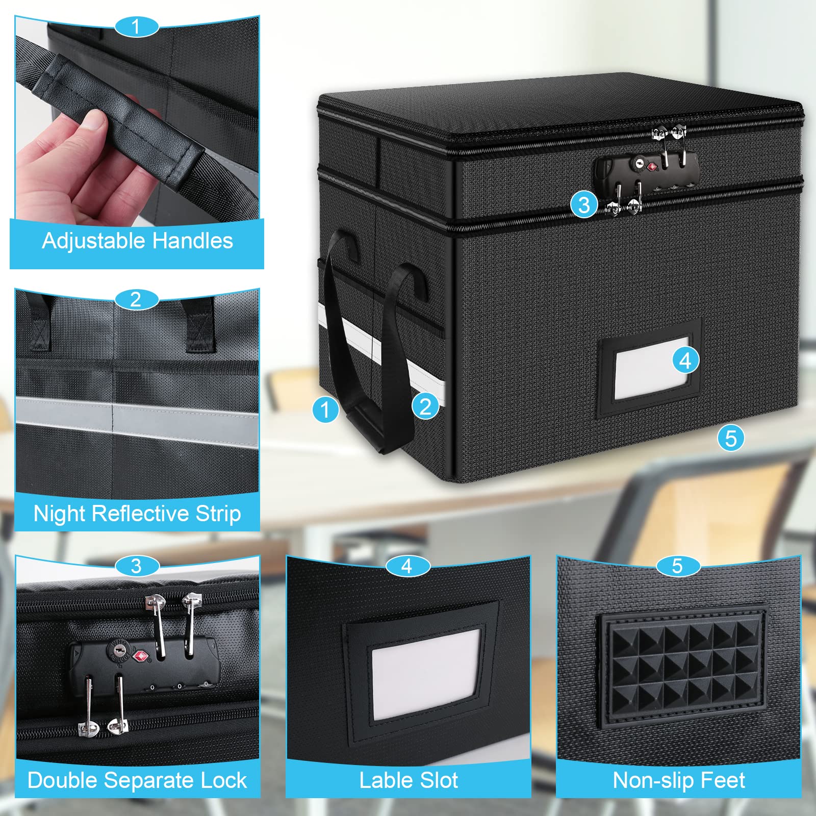Snapklik.com : Fireproof Document Box Safe For Home, 2 Layer Lock File Box