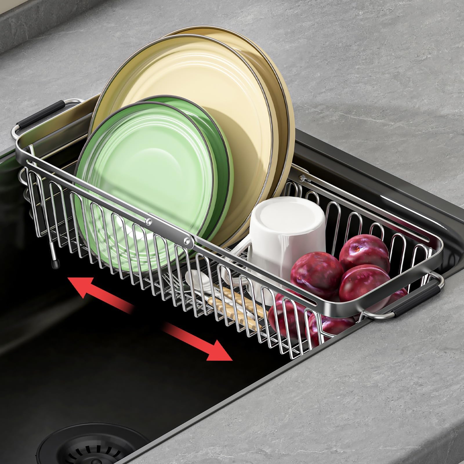 Amazon.com - Keewah Expandable Dish Drainer Drying Rack Over The ...