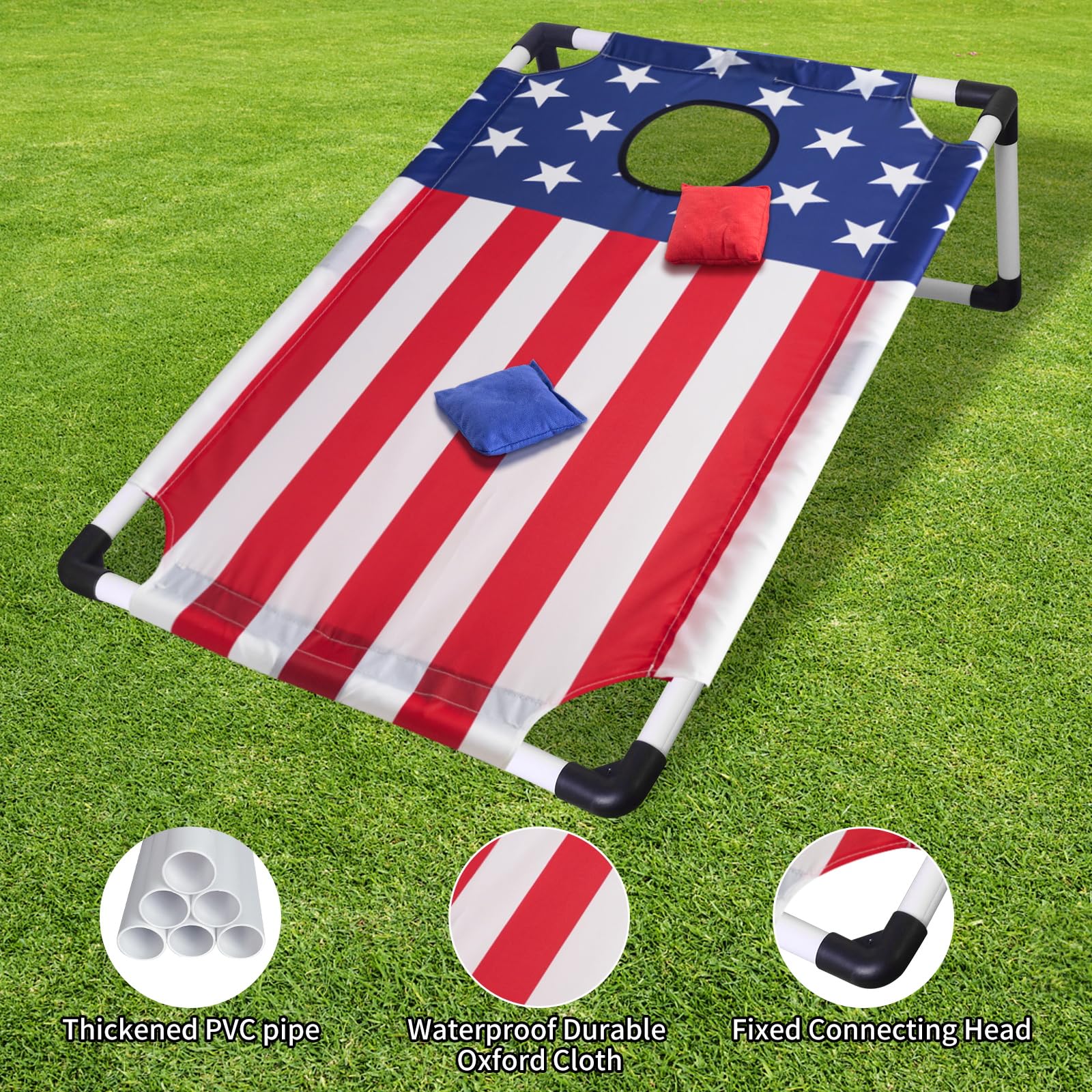 Snapklik.com : Portable PVC Framed Corn Holes Outdoor Game Set