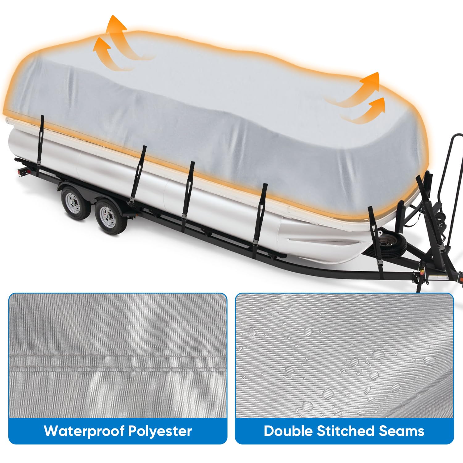 Snapklik.com : iCOVER Trailerable Pontoon Boat CoverFits 21-24ft Long ...