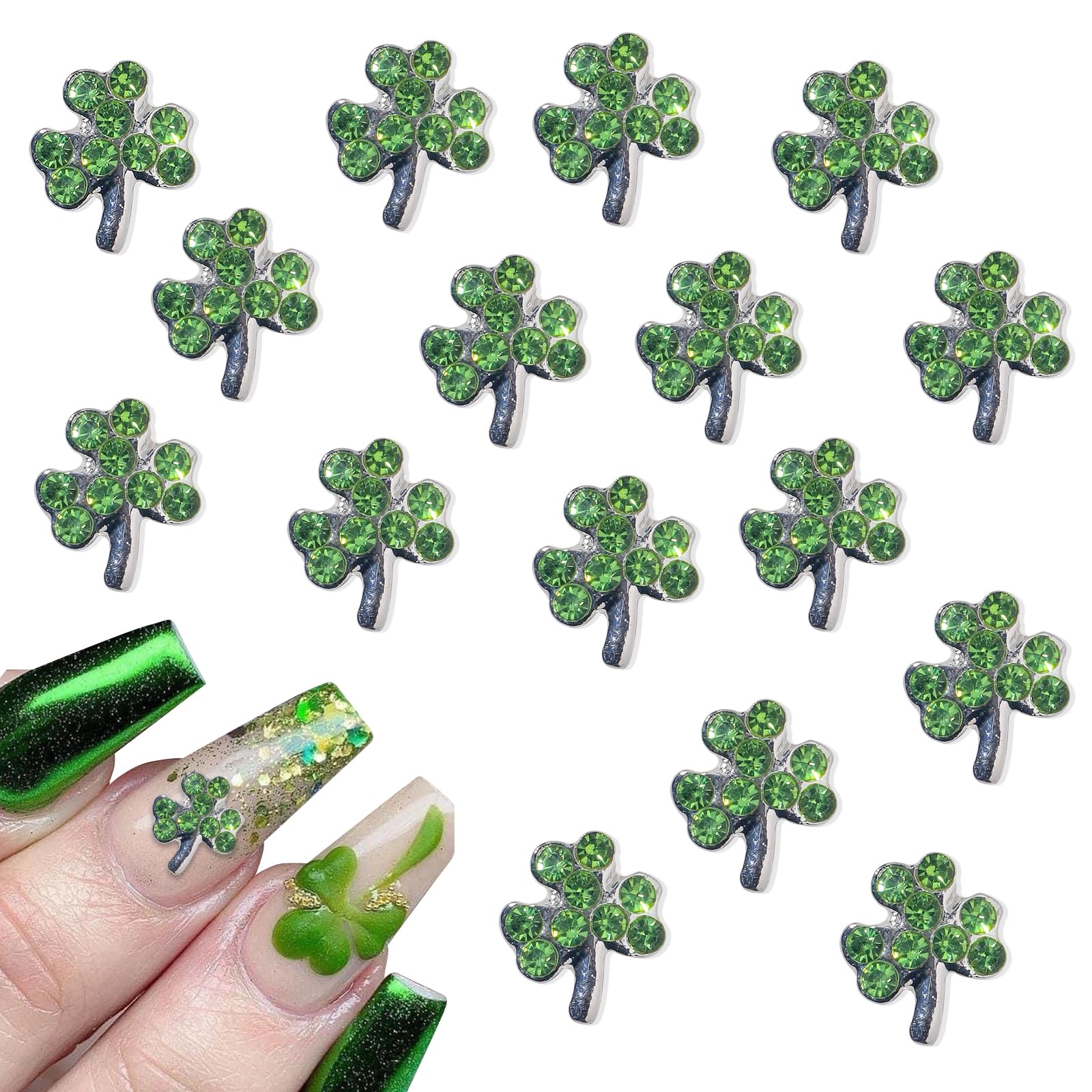 Amazon.com: ZASKHLD Shamrock Nail Charms Silver Shamrock Nail ...