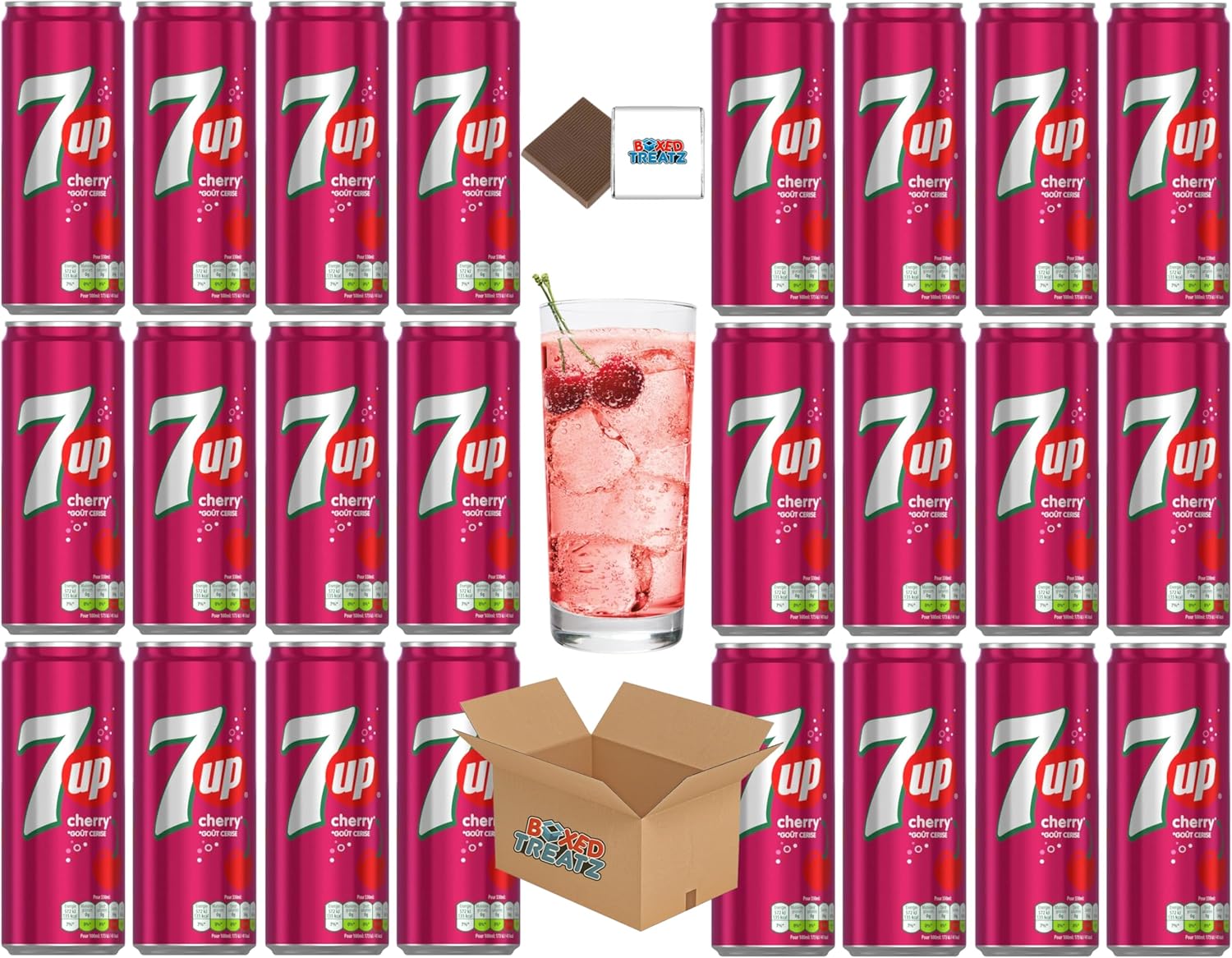 7UP Cherry Drin Drink Soda Cans (24x330ml) Refreshing Summer Flavours ...