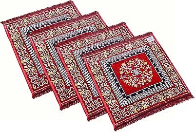 Kuber Industries Heart Home Rangoli Design Velvet Square Pooja Mat ...