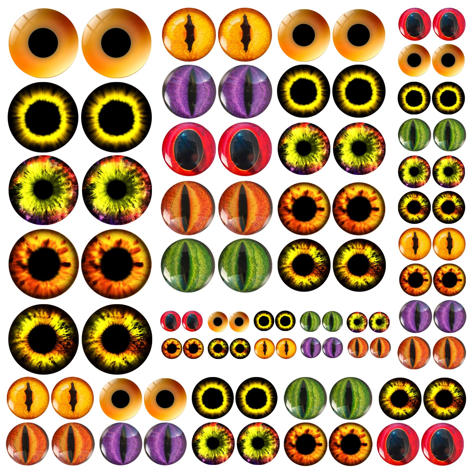 Amazon.com: Savgkoyt Glass Dragon Eyes, 90PCS 40/25/16/12/8mm Half ...