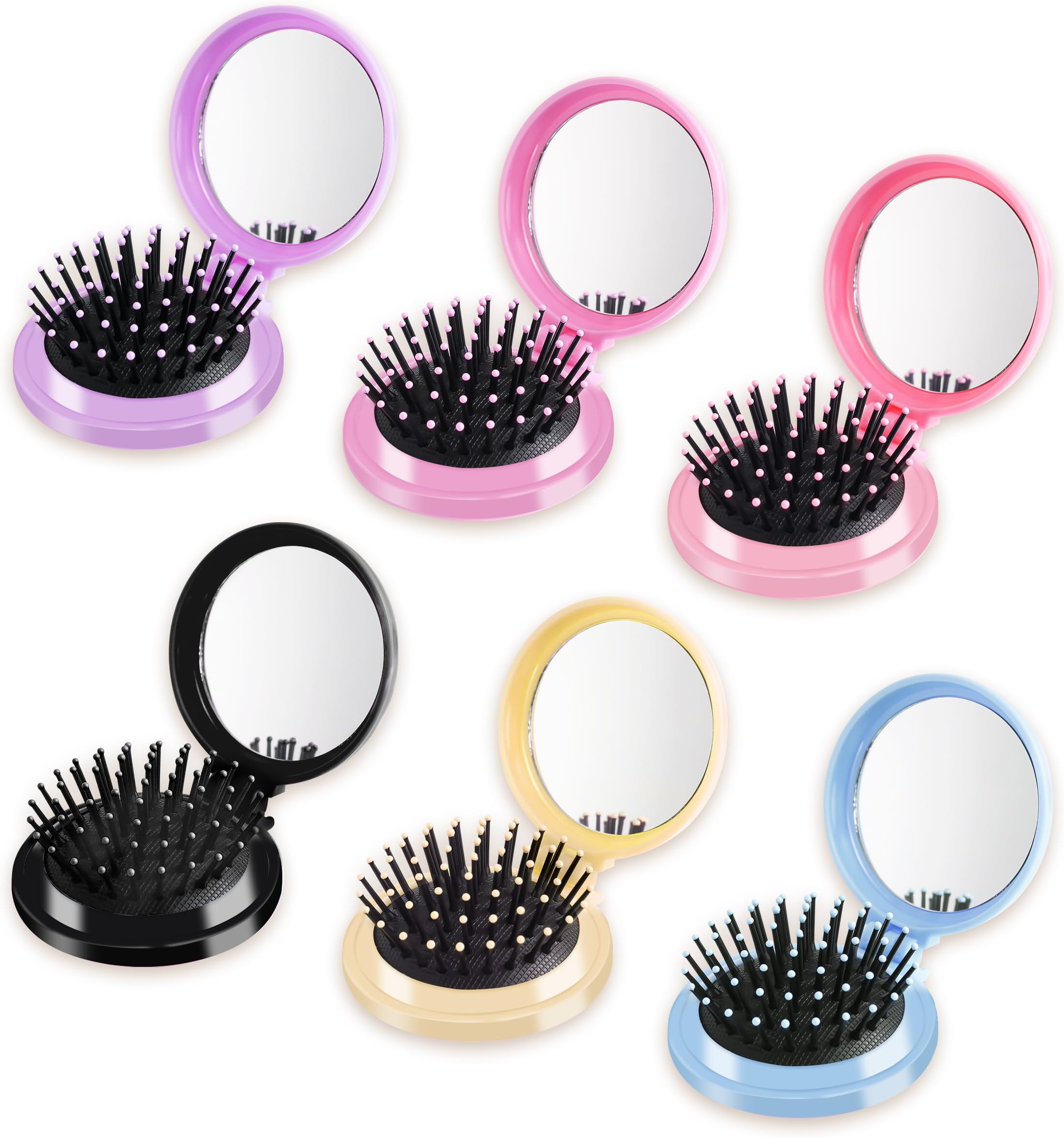 Amazon.com : Boao 2 Pack Foldable Travel Mirror Hair Brushes Round ...