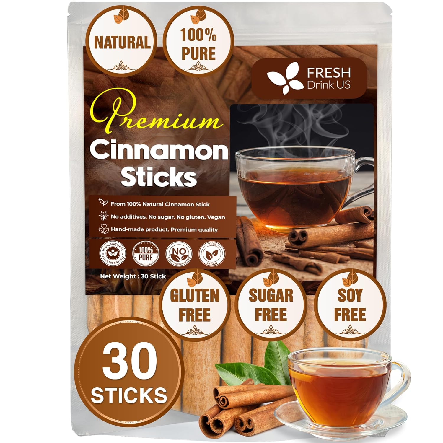 Amazon.com : FreshDrinkUS Premium Cinnamon Sticks, 100% Natural & Pure ...