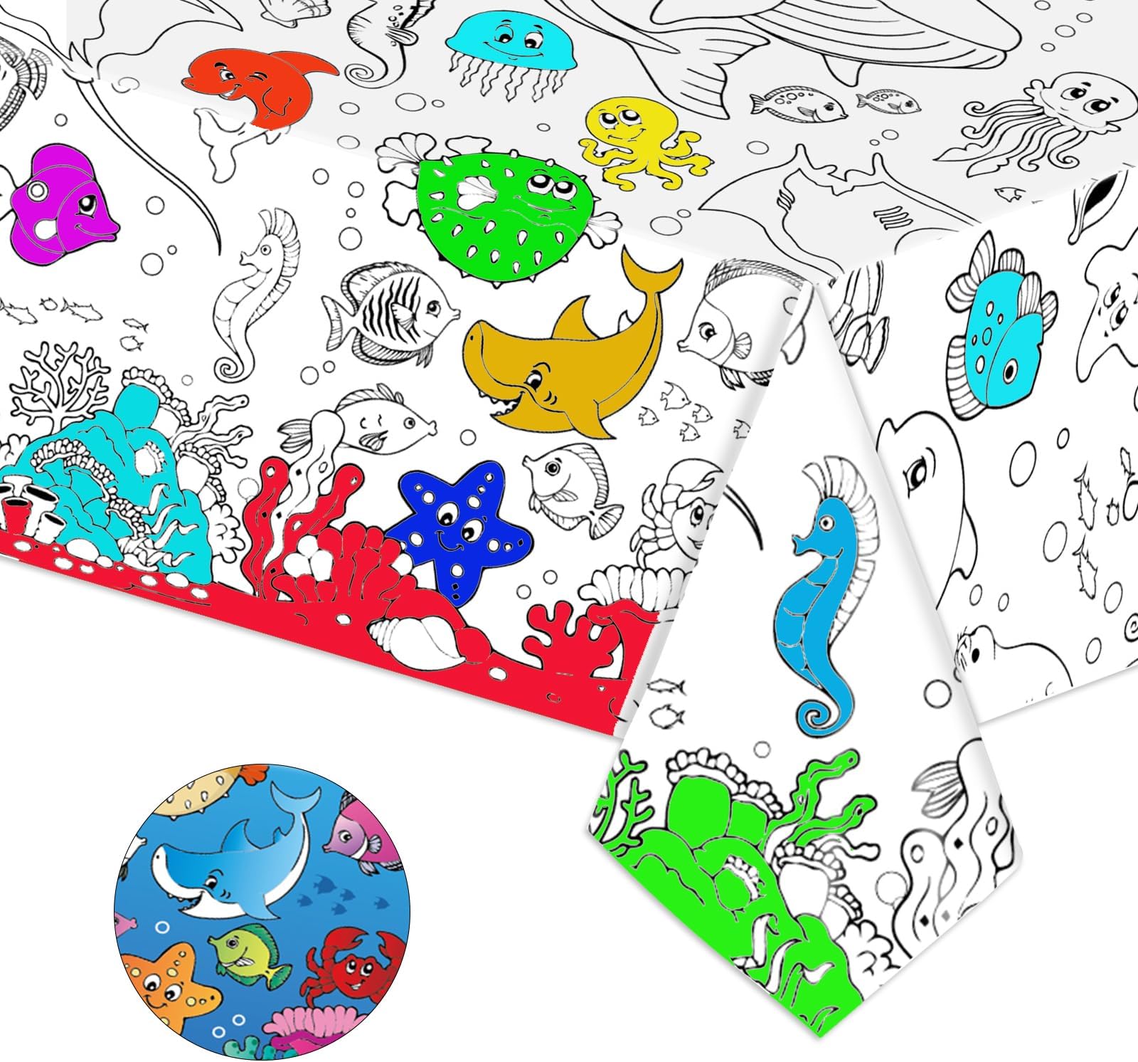 Amazon.com: LDFDRT Coloring Tablecloth Giant Table Cloths Under The Sea ...