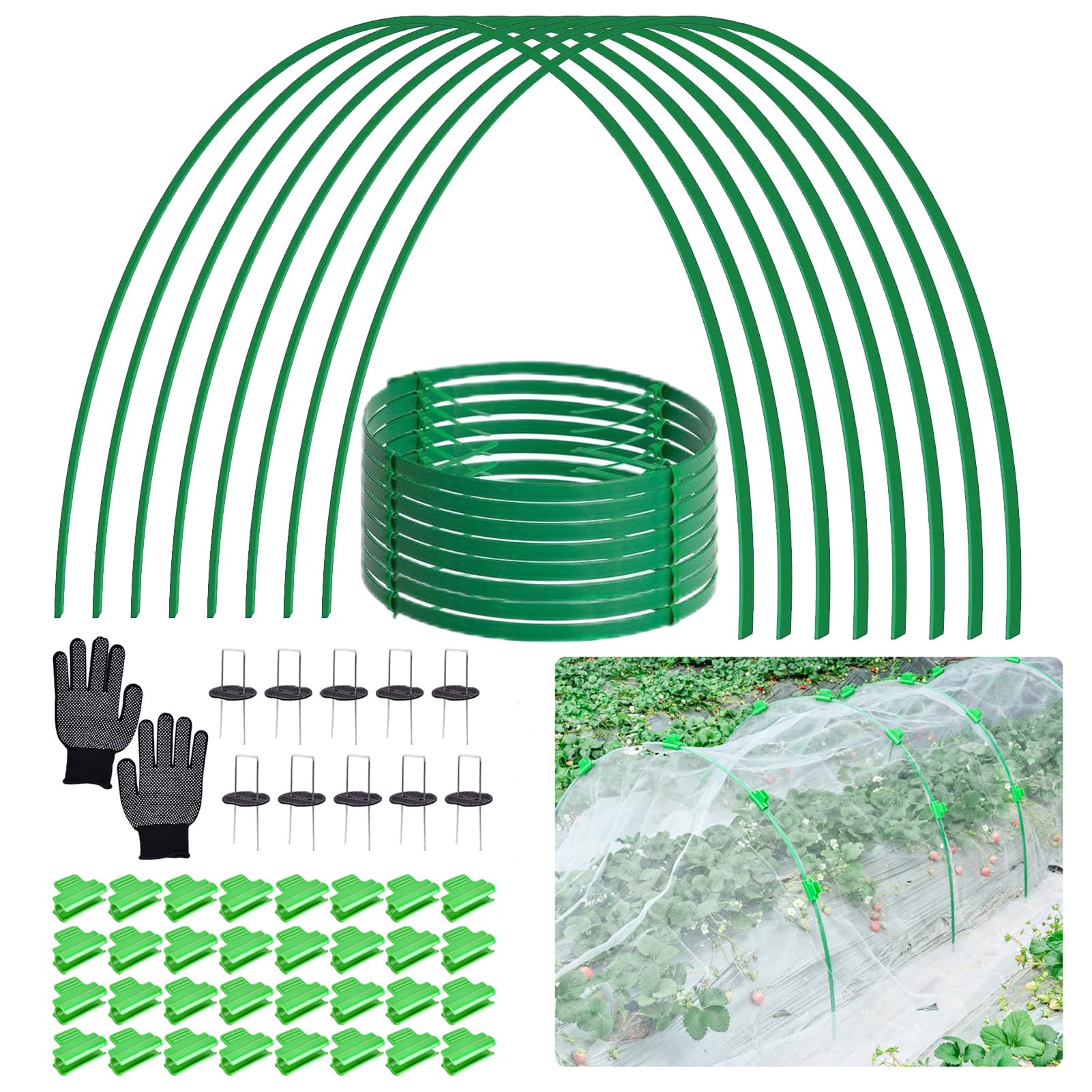 Amazon.com : 8 PCS Fiberglass Garden Hoops, 6.6 FT Bendable Hoop & 32 ...