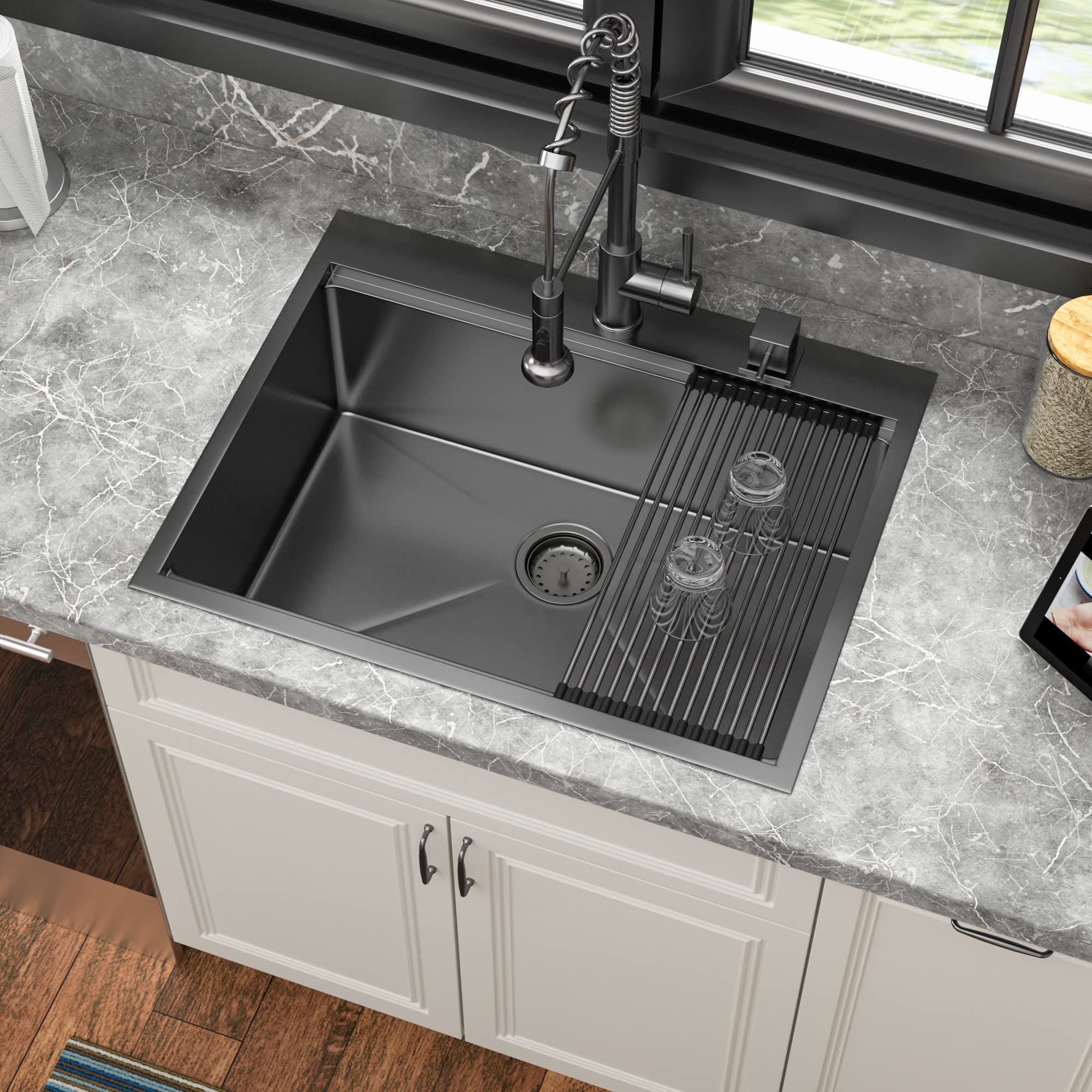 Snapklik.com : 28 Black Kitchen Sink Drop In - 28 X22 Inch Topmount ...