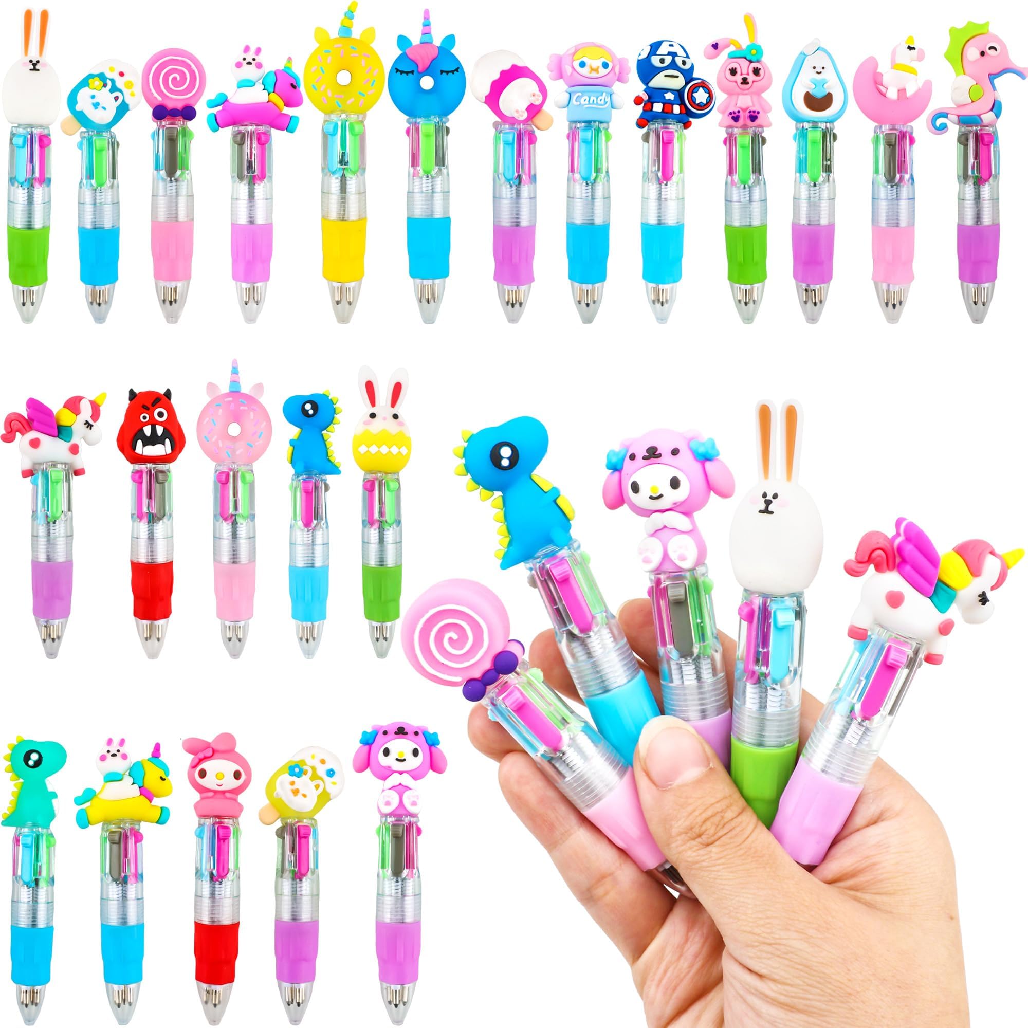 Amazon.com : 48 Pack Multicolor Retractable Ballpoint Pen 4-in-1 Cute ...