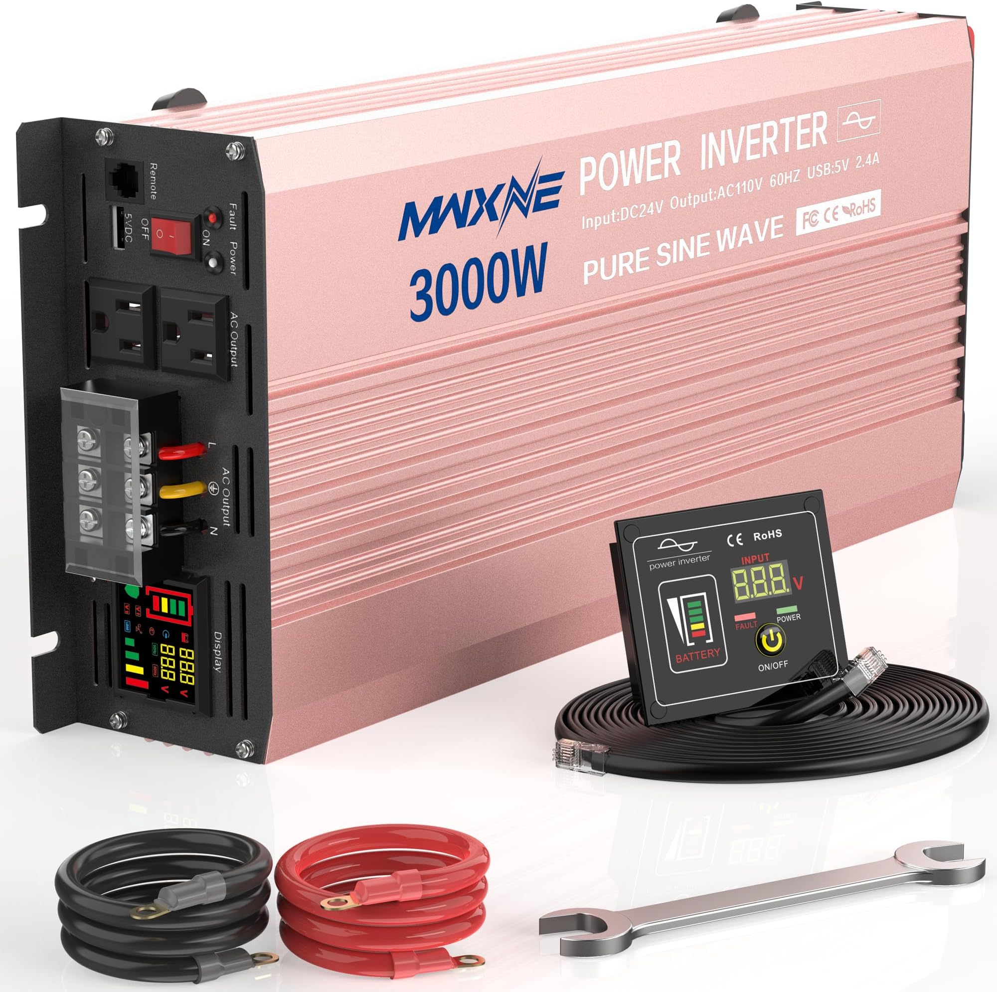 Amazon.com: 3000 Watt Inverter Pure Sine Wave DC 12V to 110V/120V AC ...