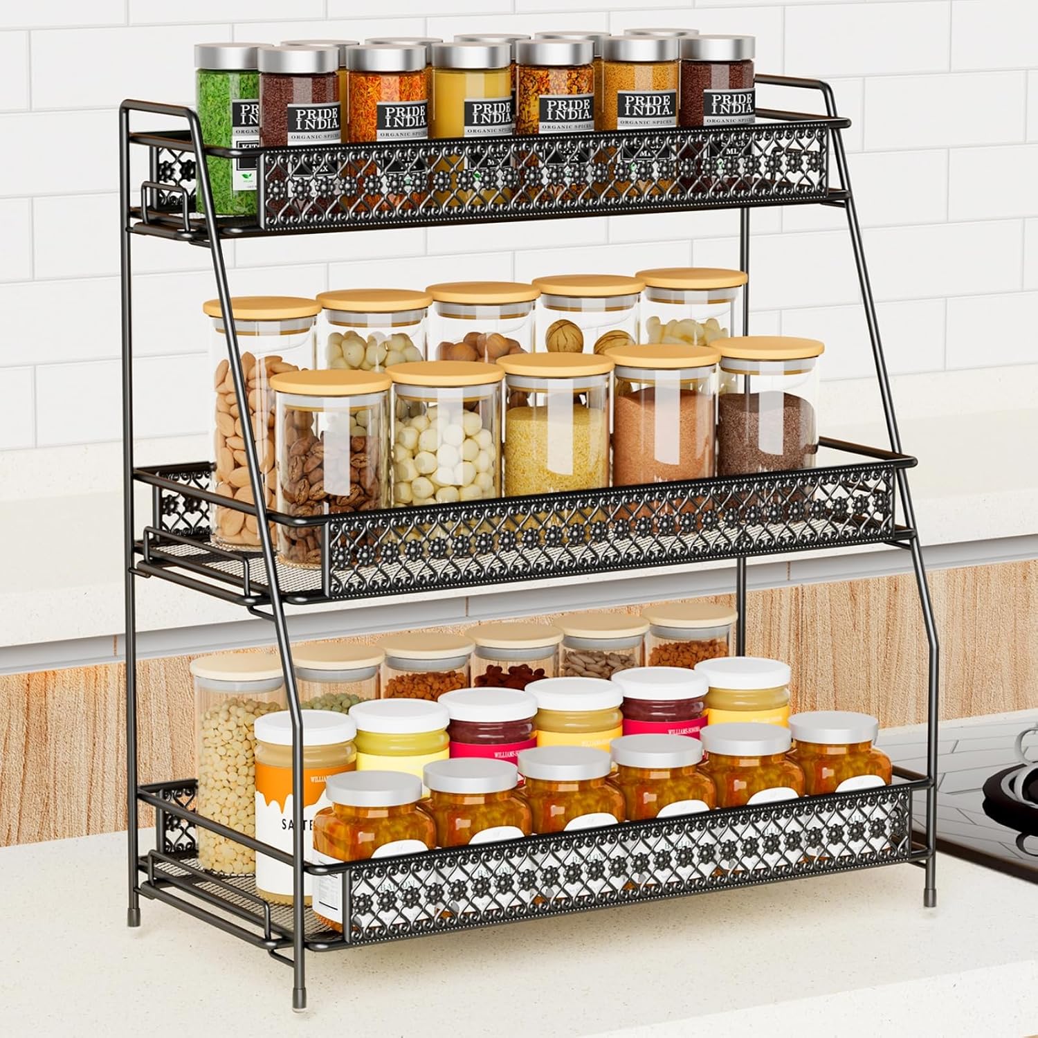 Amazon.com: Bridgify Spice Rack Organizer for Cabinet, Bathroom ...