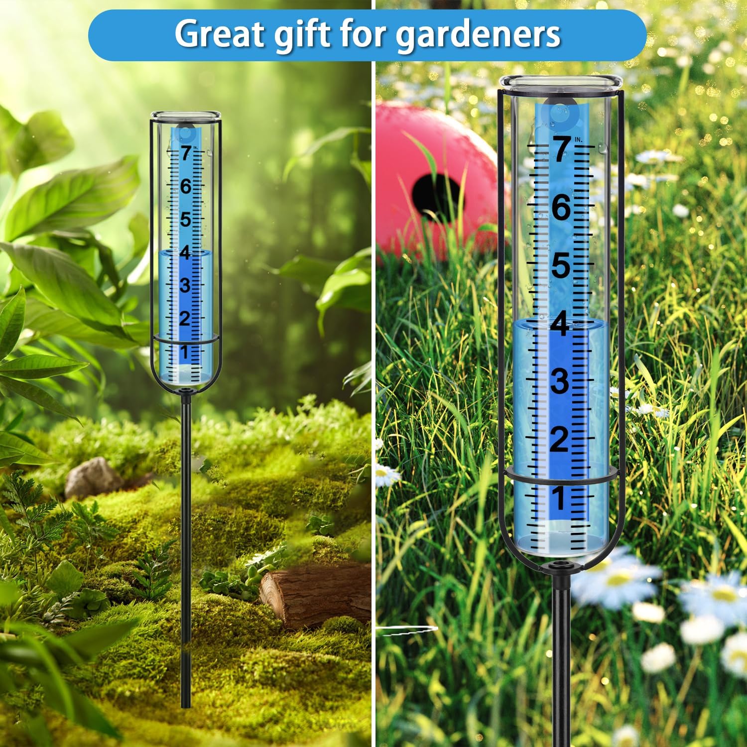 Snapklik.com : Richene Rain Gauge Upgrade, 7 Freeze-Proof Glass Rain Gauge Outdoor, Large Clear ...