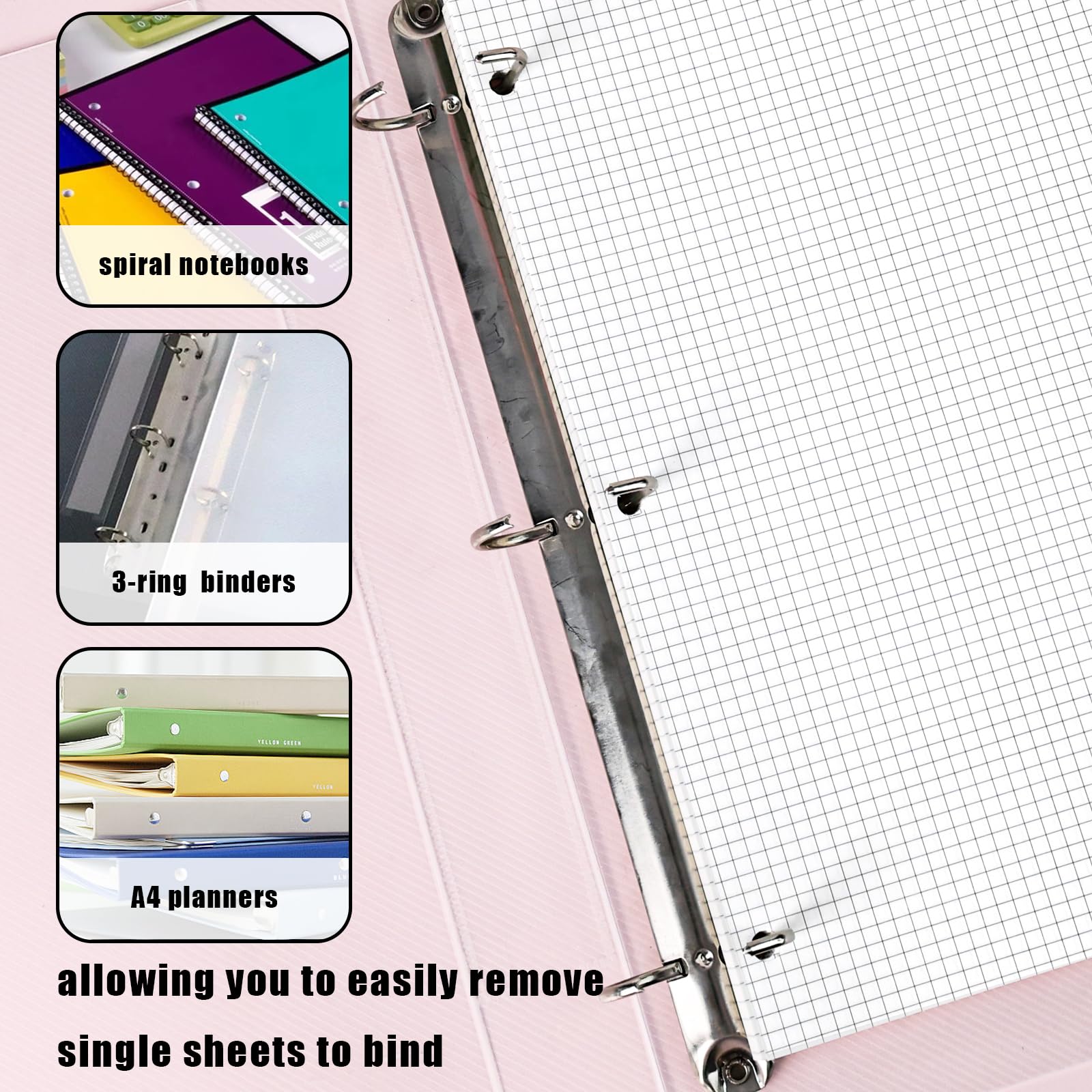 Snapklik.com : Loose Leaf Graph Paper 8 X 10.5, 4x4 Quad Ruled Math ...