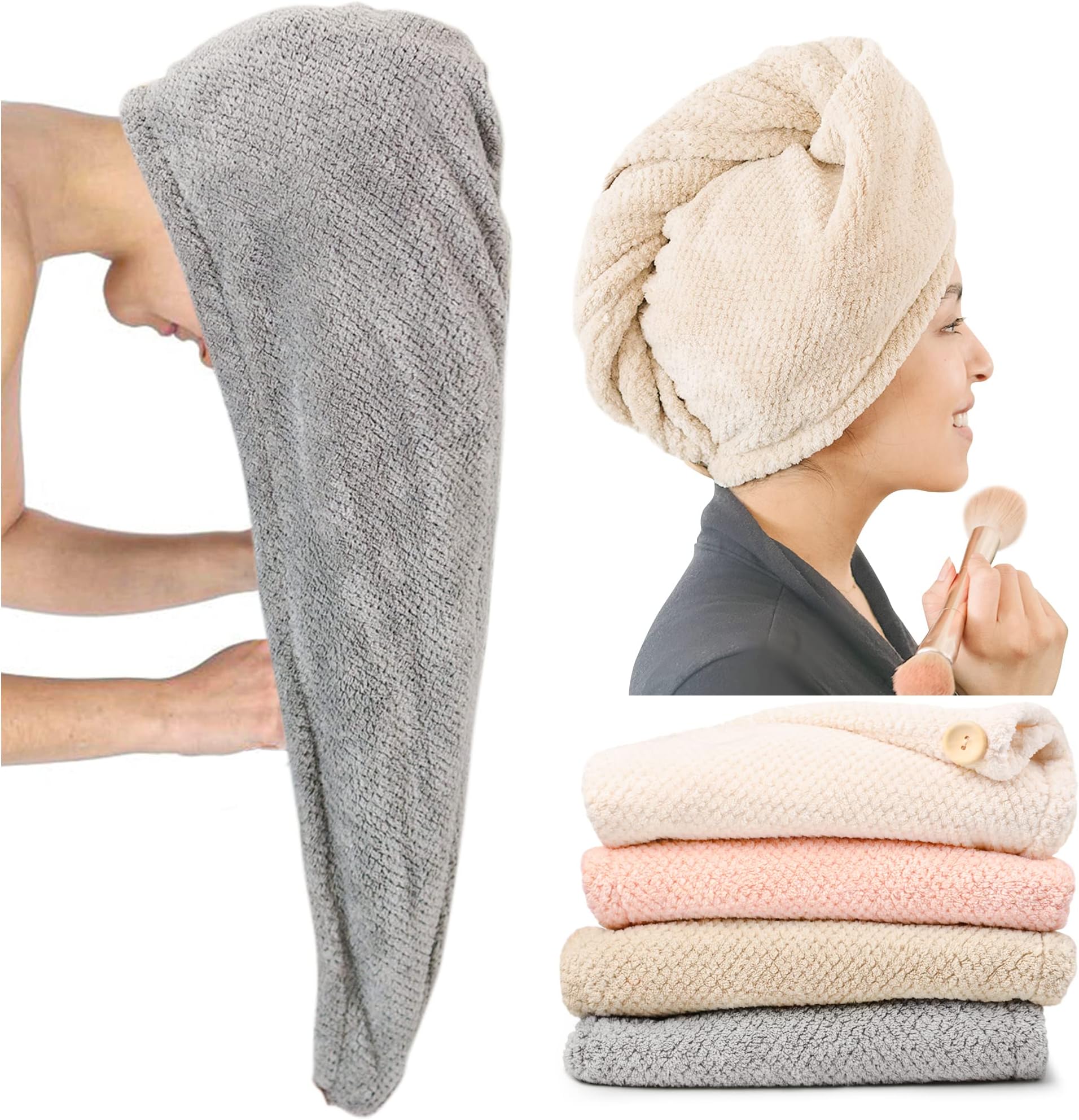 Amazon.com: POLYTE Microfiber Hair Turban Wrap Drying Towel (12x28 ...