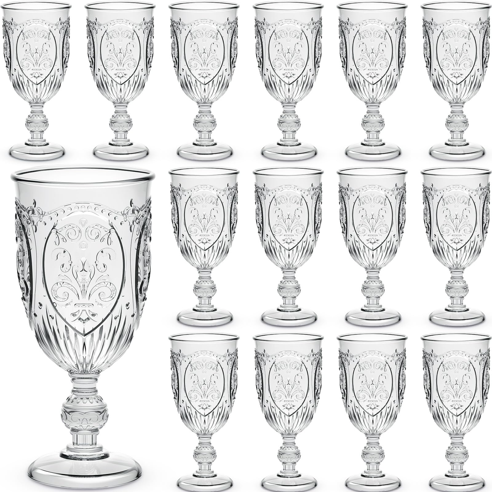 Amazon.com | Wiwiqing 24 Pcs Plastic Goblets 7.5oz Vintage Goblet ...