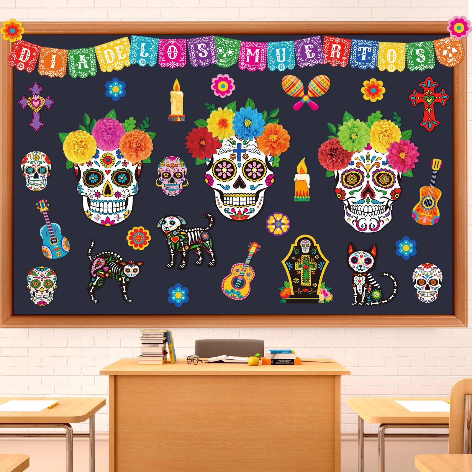 Snapklik.com : Pasimy Day Of The Dead Bulletin Board Set Colorful Sugar ...