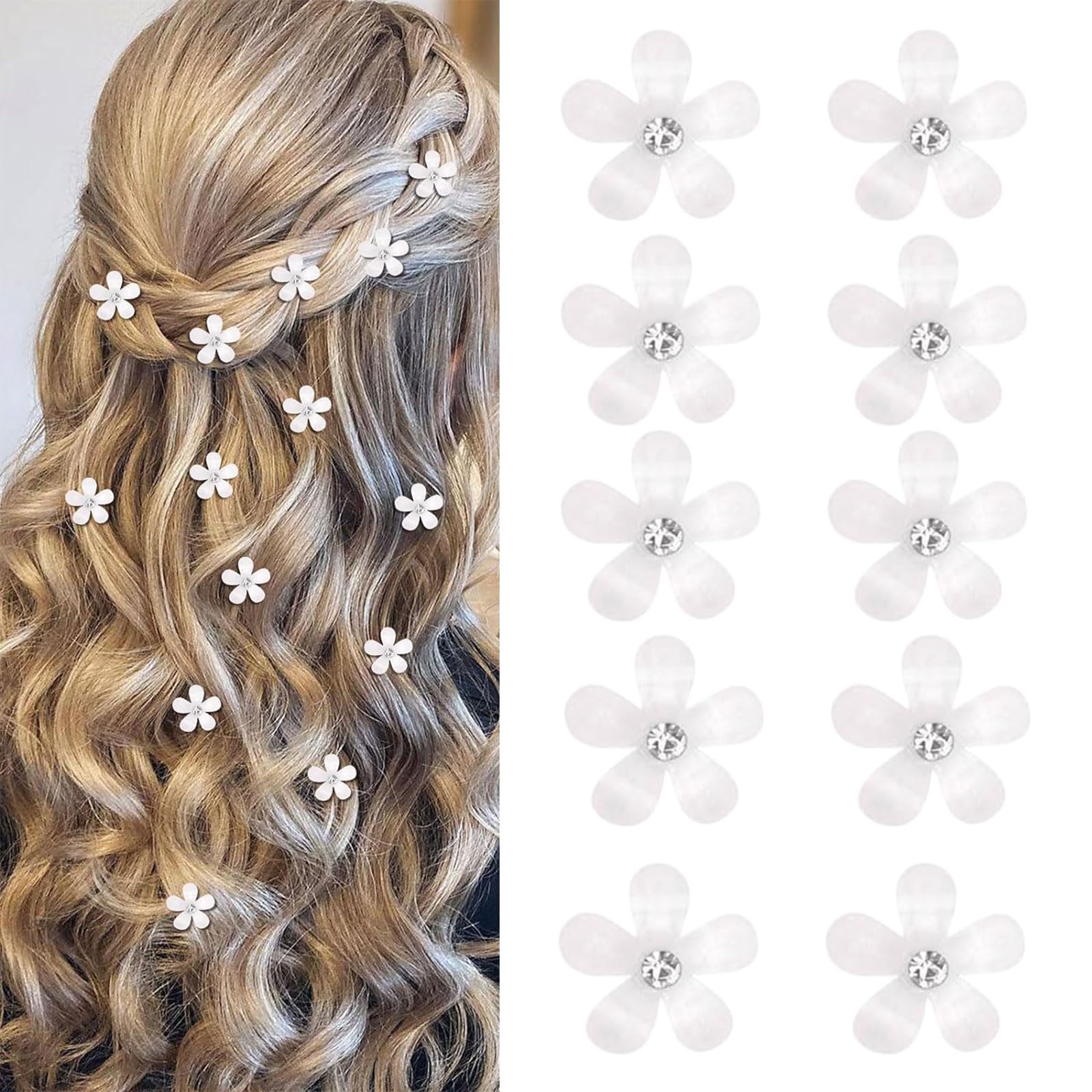 Mezrkuwr Lot de 10 mini pinces à cheveux en forme de fleurs blanches ...