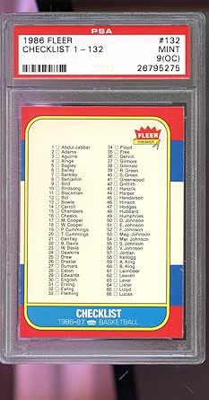 Amazon.com: 1986-87 Fleer #132 Checklist MINT PSA 9 (OC) Graded ...