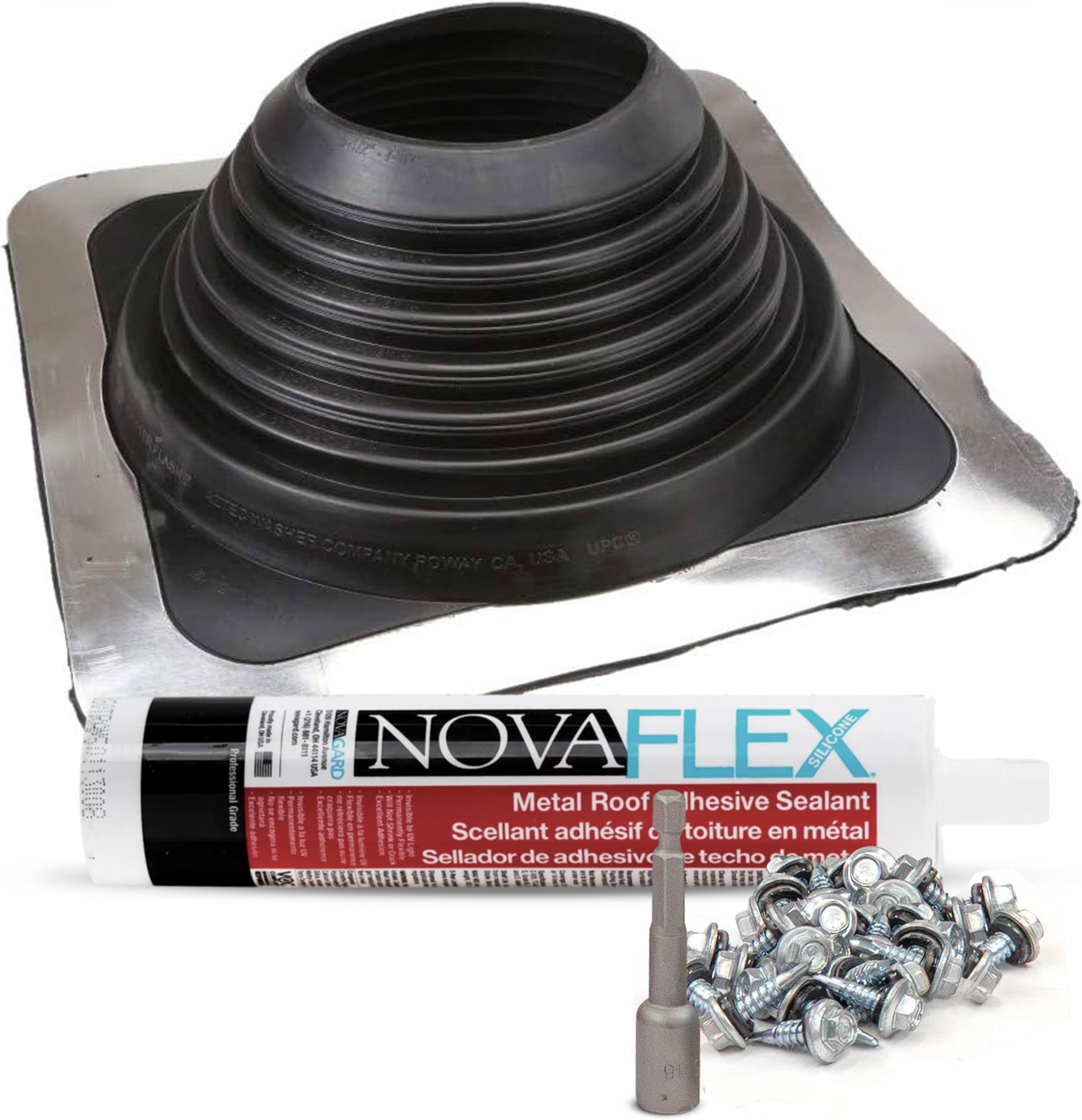 Dektite Hi-Pitch #3 Black EPDM High Pitch Roof Flashing. Steep Slope Metal Roof Flexible ...