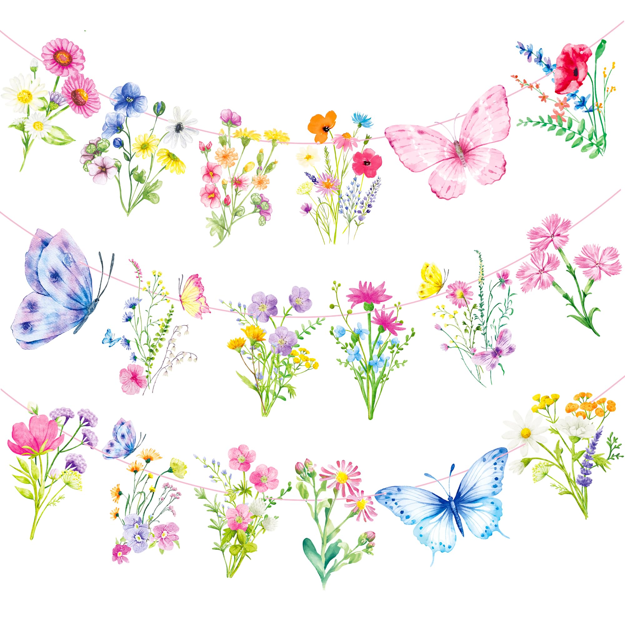 Amazon.com: Wildflower Party Banners 2PCS Wildflower Birthday Party ...