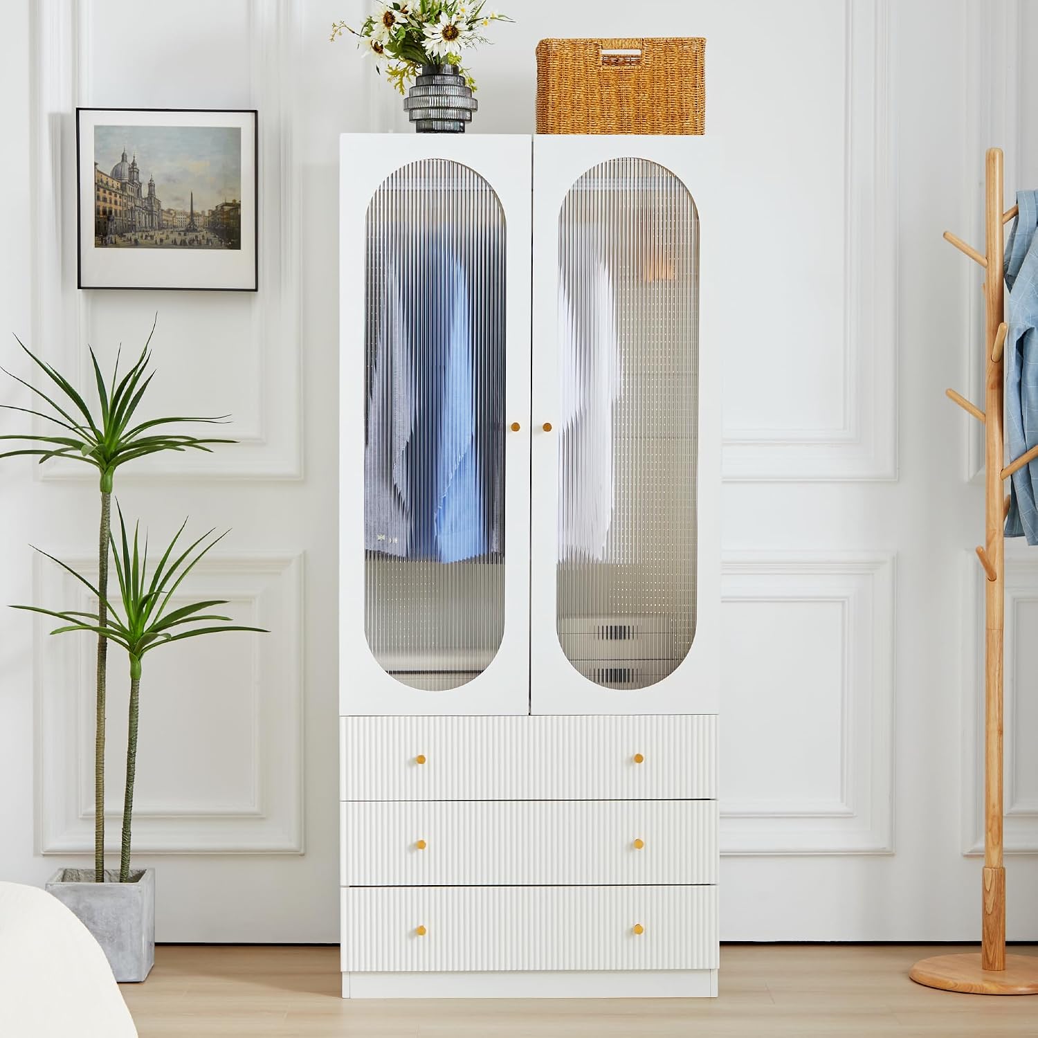 70 H Armoire Wardrobe Closet with 2 Glass Doors, Australia | Ubuy