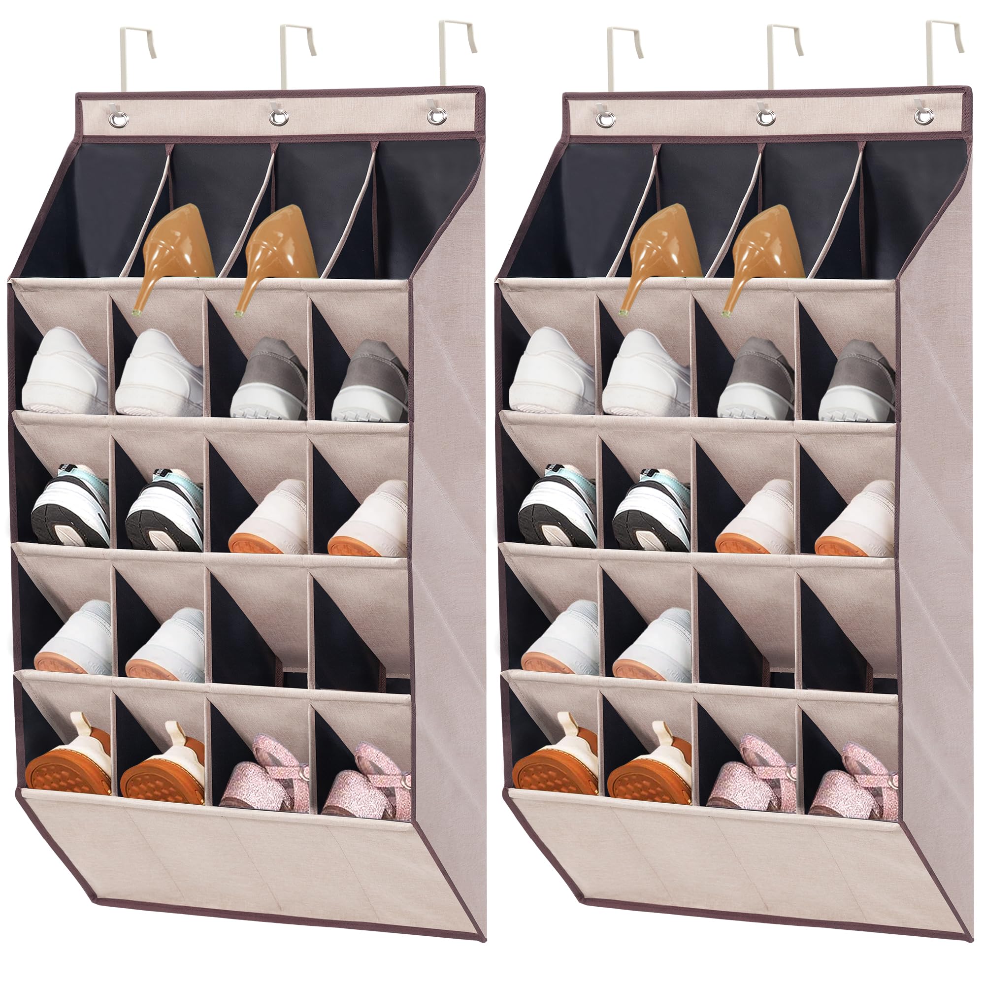 STORAGE MANIAC Over the Door Shoe Organizer, 2 Pack Hanging Shoe ...