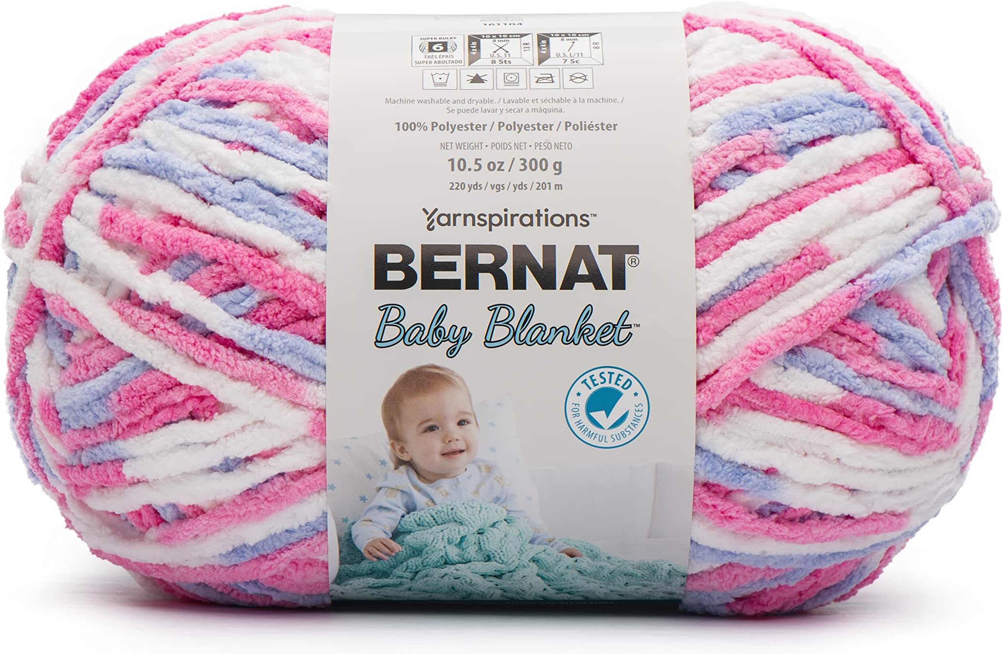 Amazon.com: Bernat BABY BLANKET BB Pink/Blue Ombre Yarn - 1 Pack of 10 ...